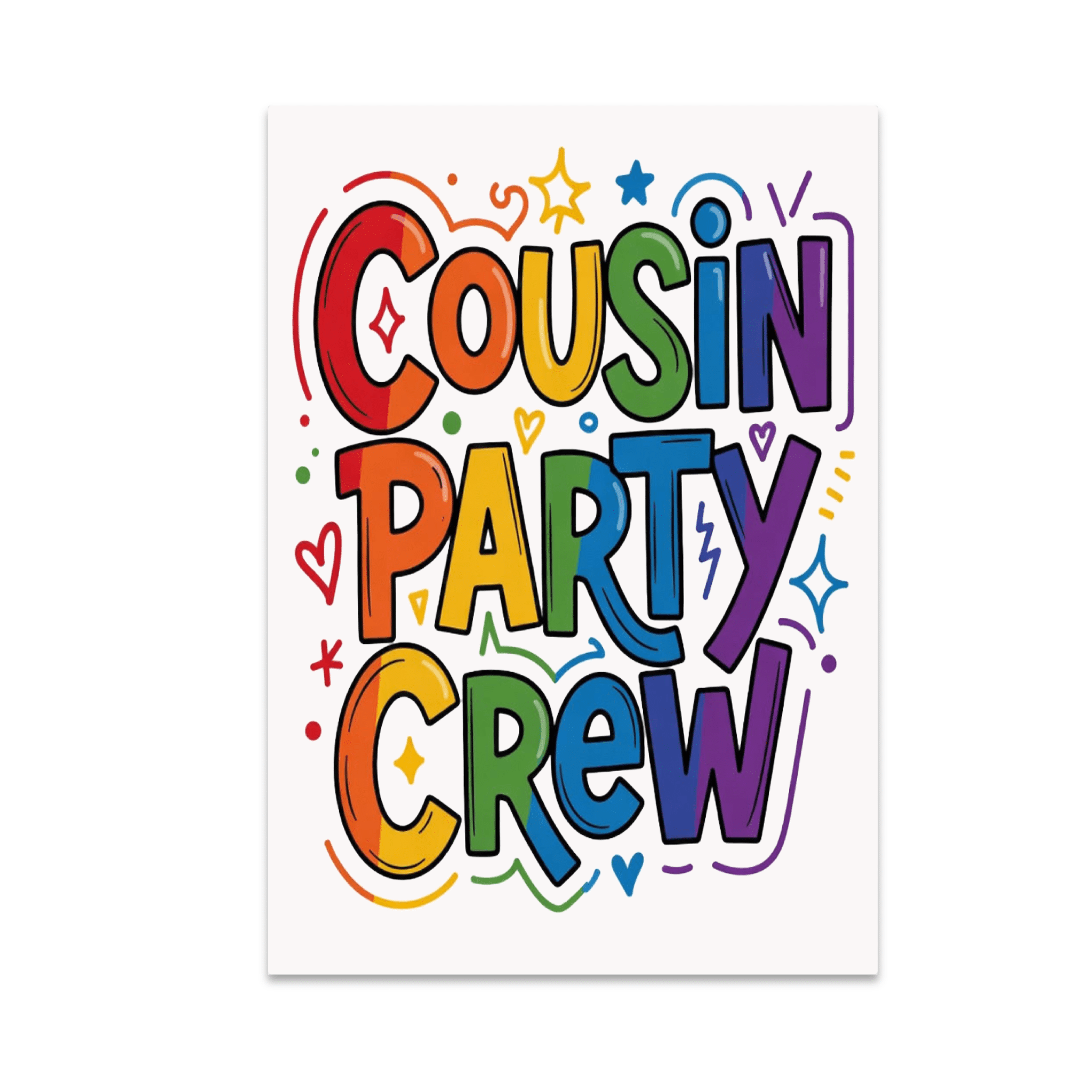 Cousin Party Crew Poster - Family Fun Decor - 13x19 Poster Print ...