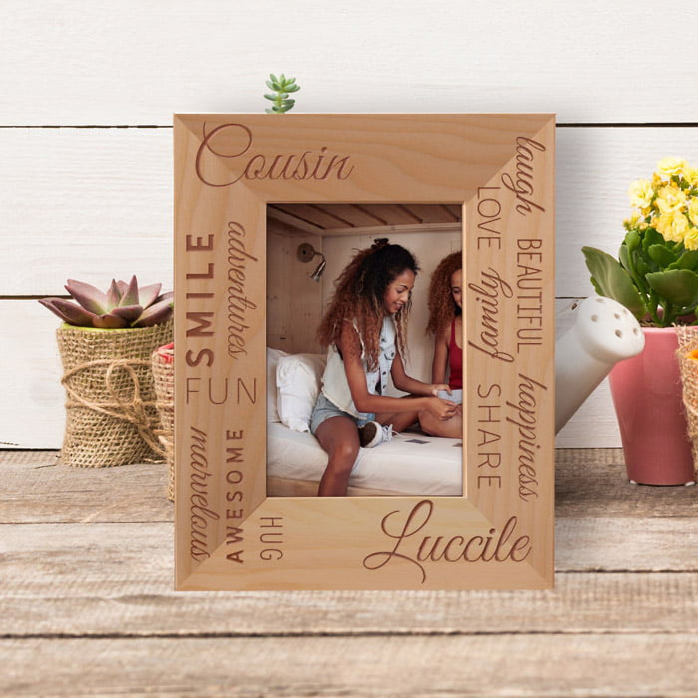 Cousin Personalized Wooden Frame 3 1/2" x 5" Brown (Vertical) - Walmart.com