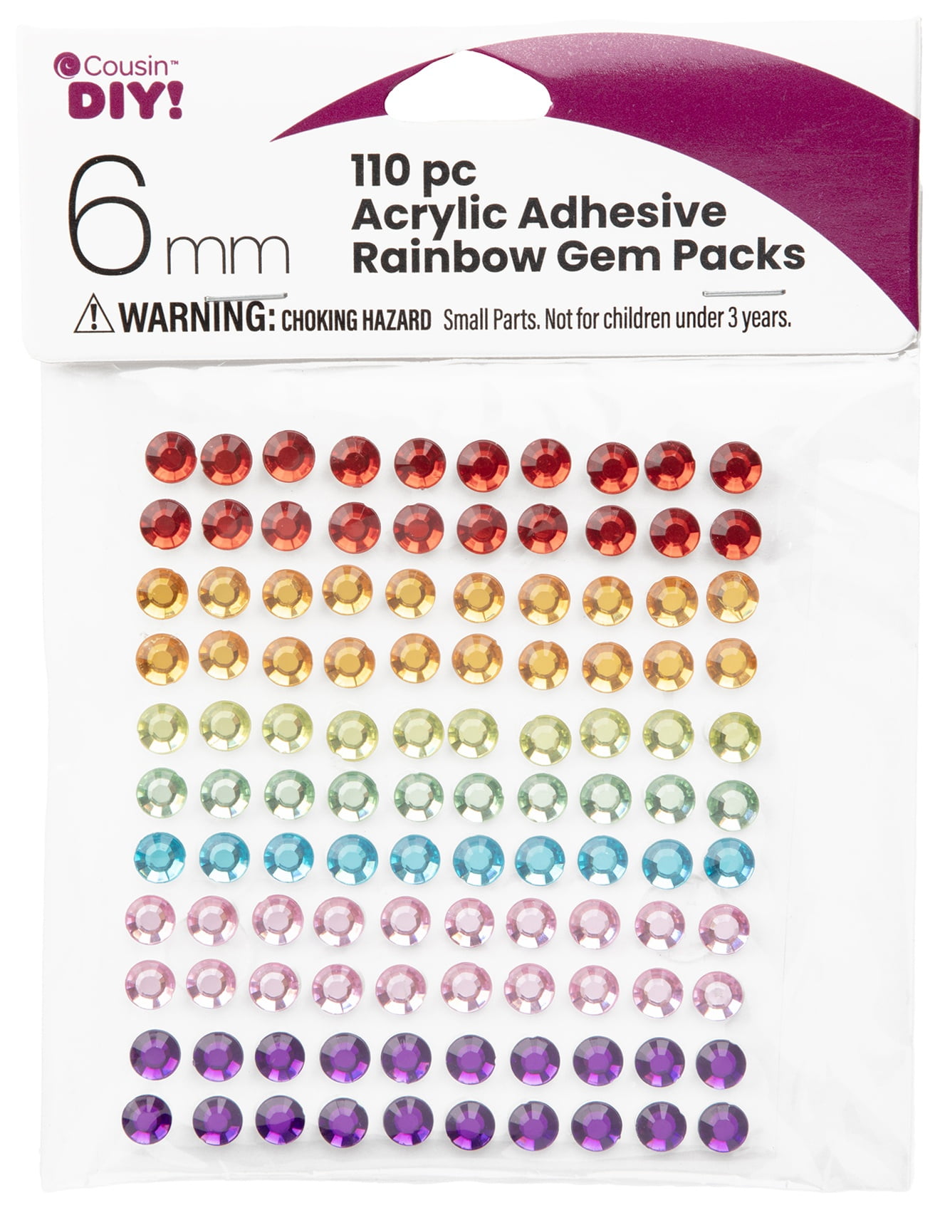 CousinDIY Acrylic Adhesive Gems 6mm-Rainbow - Walmart.com