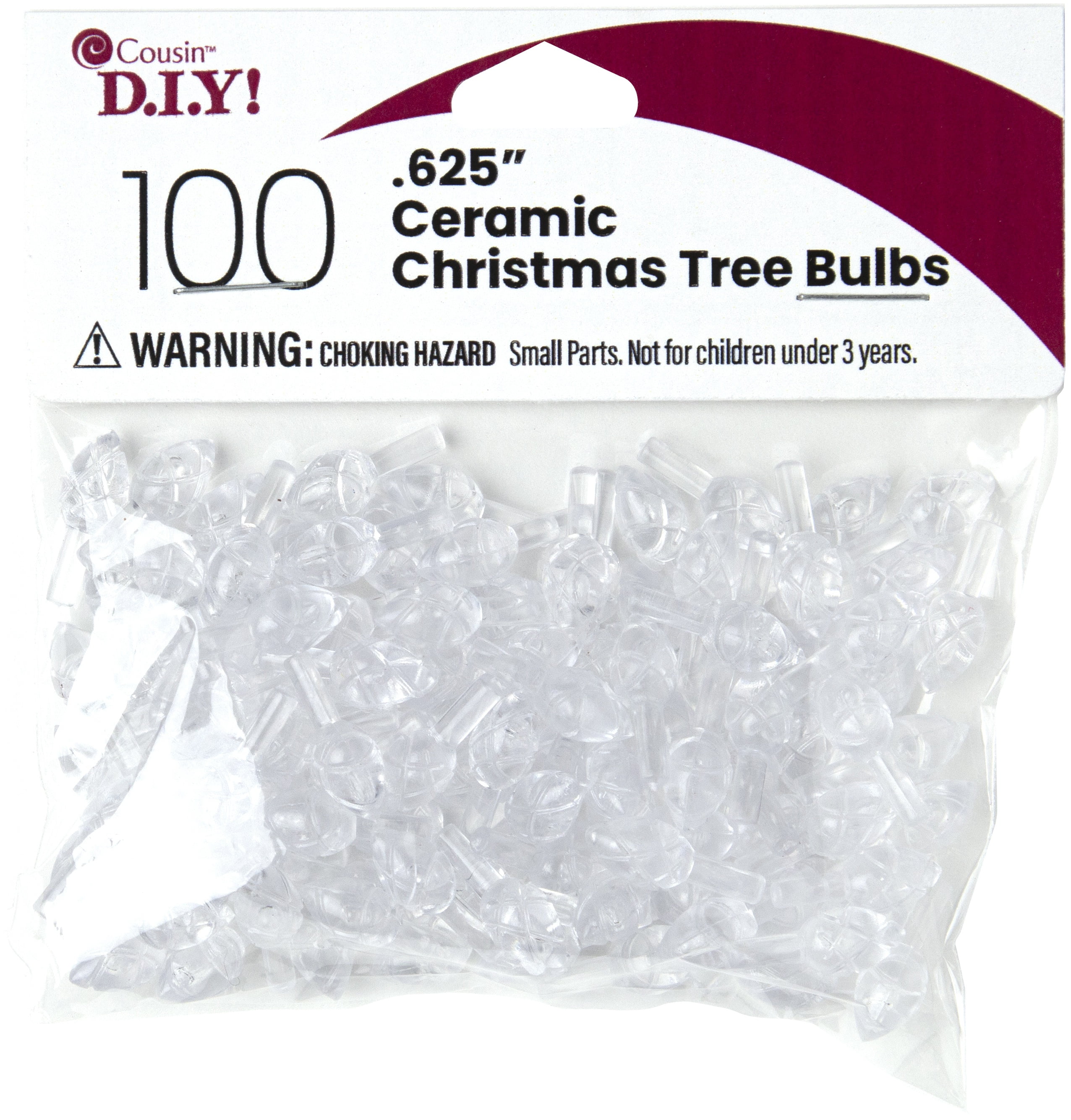 CousinDIY Ceramic Christmas Tree Bulbs .625" 100/Pkg-Clear - Walmart.com