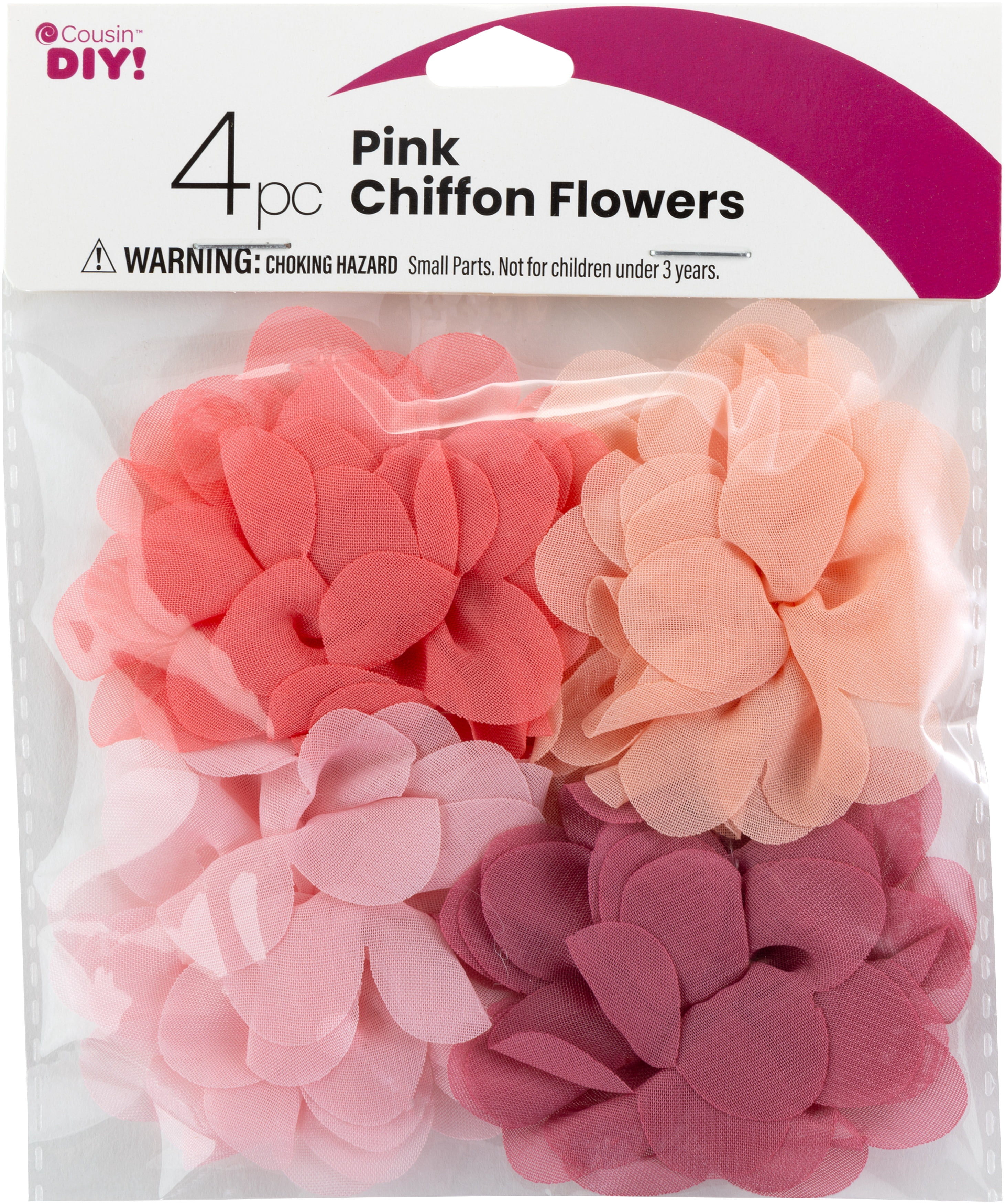 CousinDIY Chiffon Flowers Set 4/Pkg-Pink - Walmart.com
