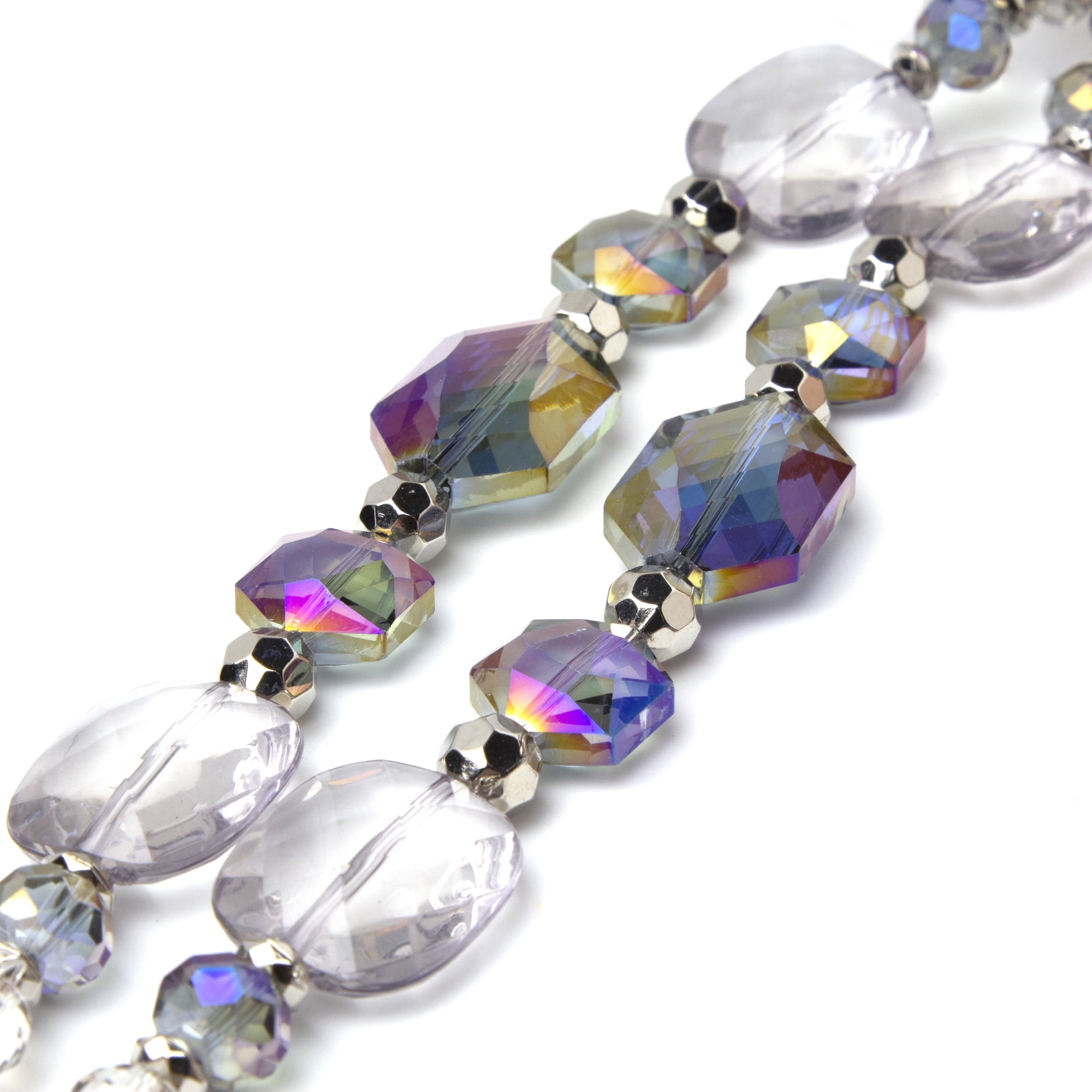 CousinDIY Glass and Acrylic Mirror Bead Strand, Unisex, Silver AB ...