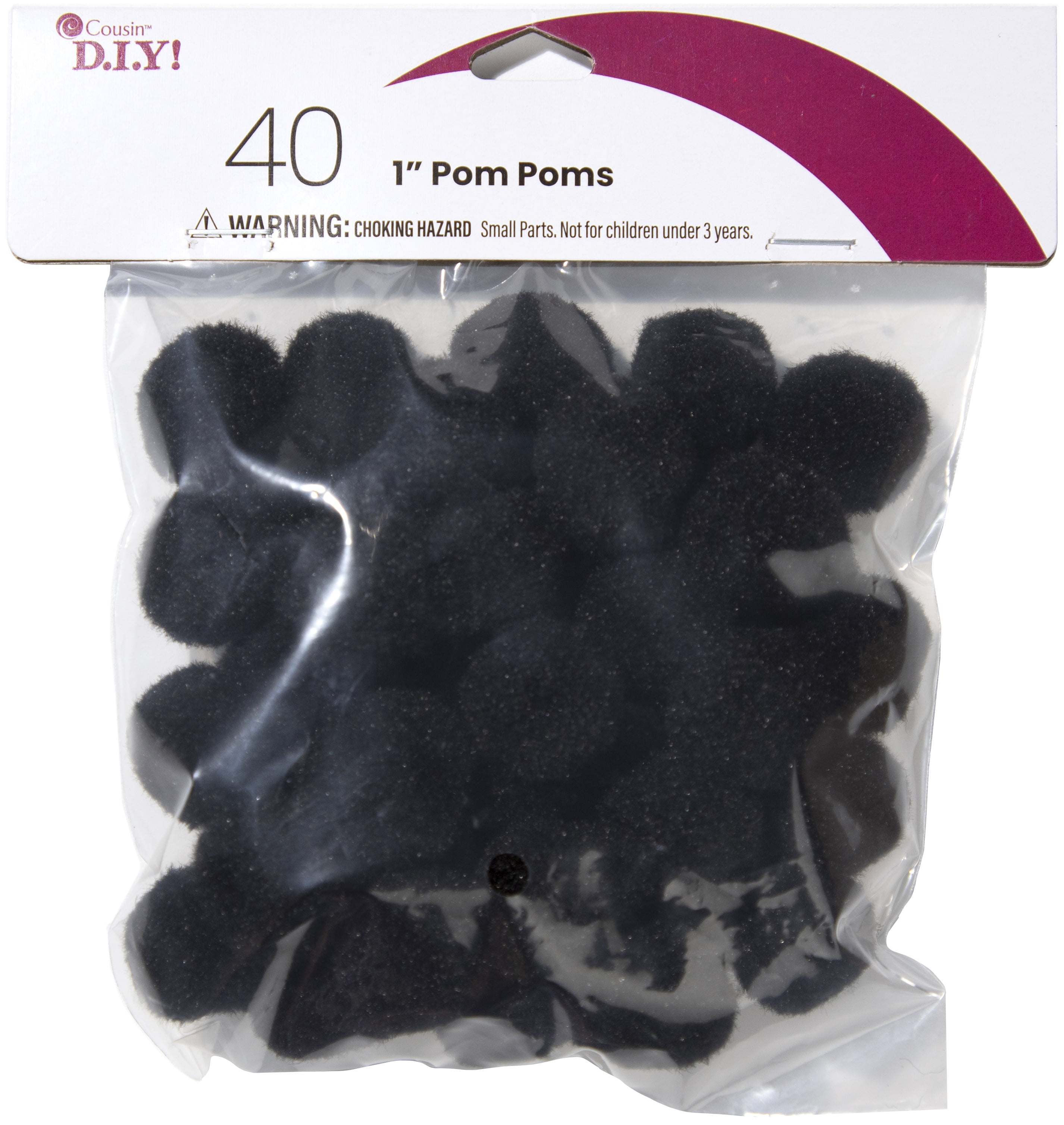 CousinDIY Pom-Poms 1" 40/Pkg-Black - Walmart.com