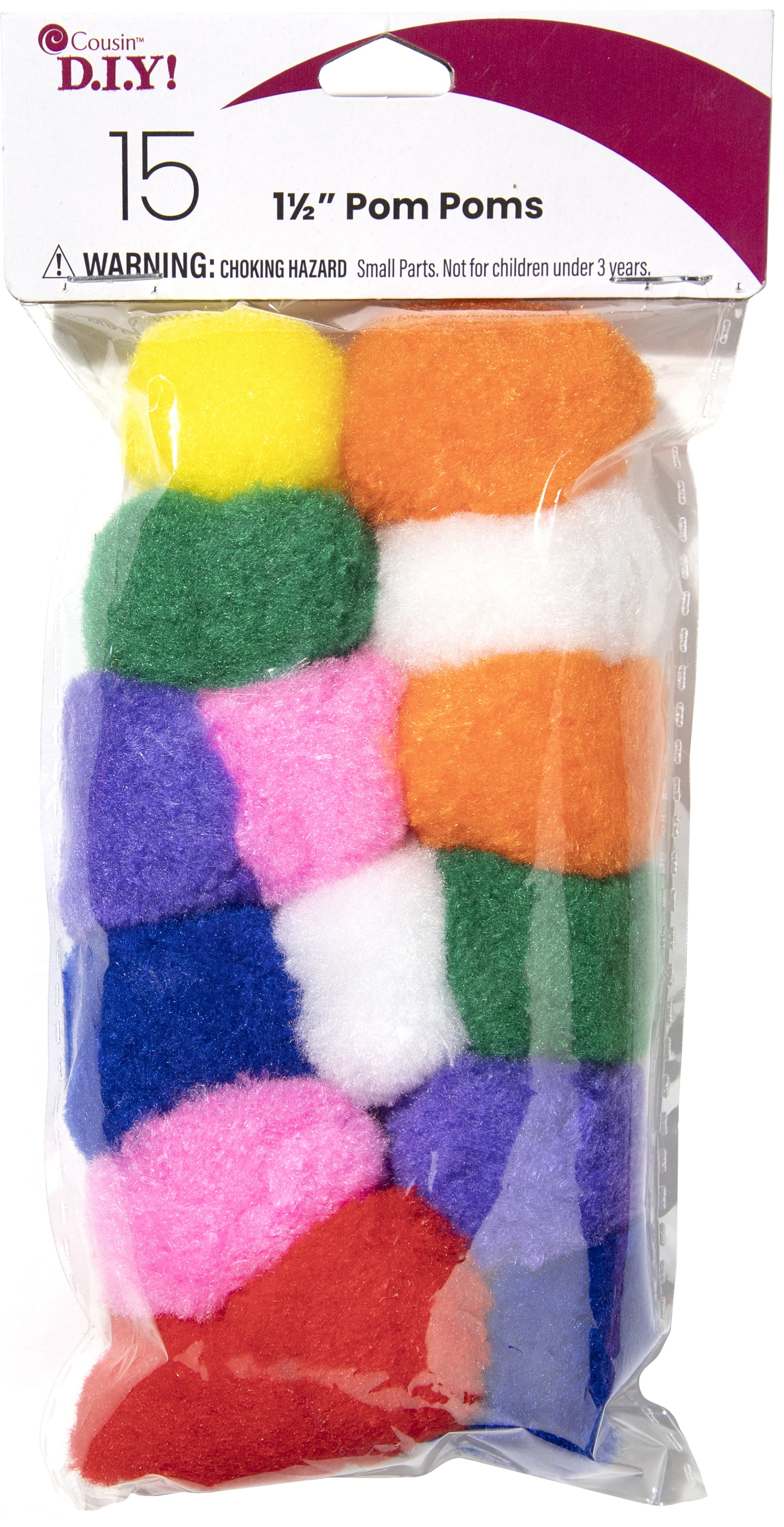 CousinDIY Pom Poms 1.5" 15/Pkg-Multi - Walmart.com