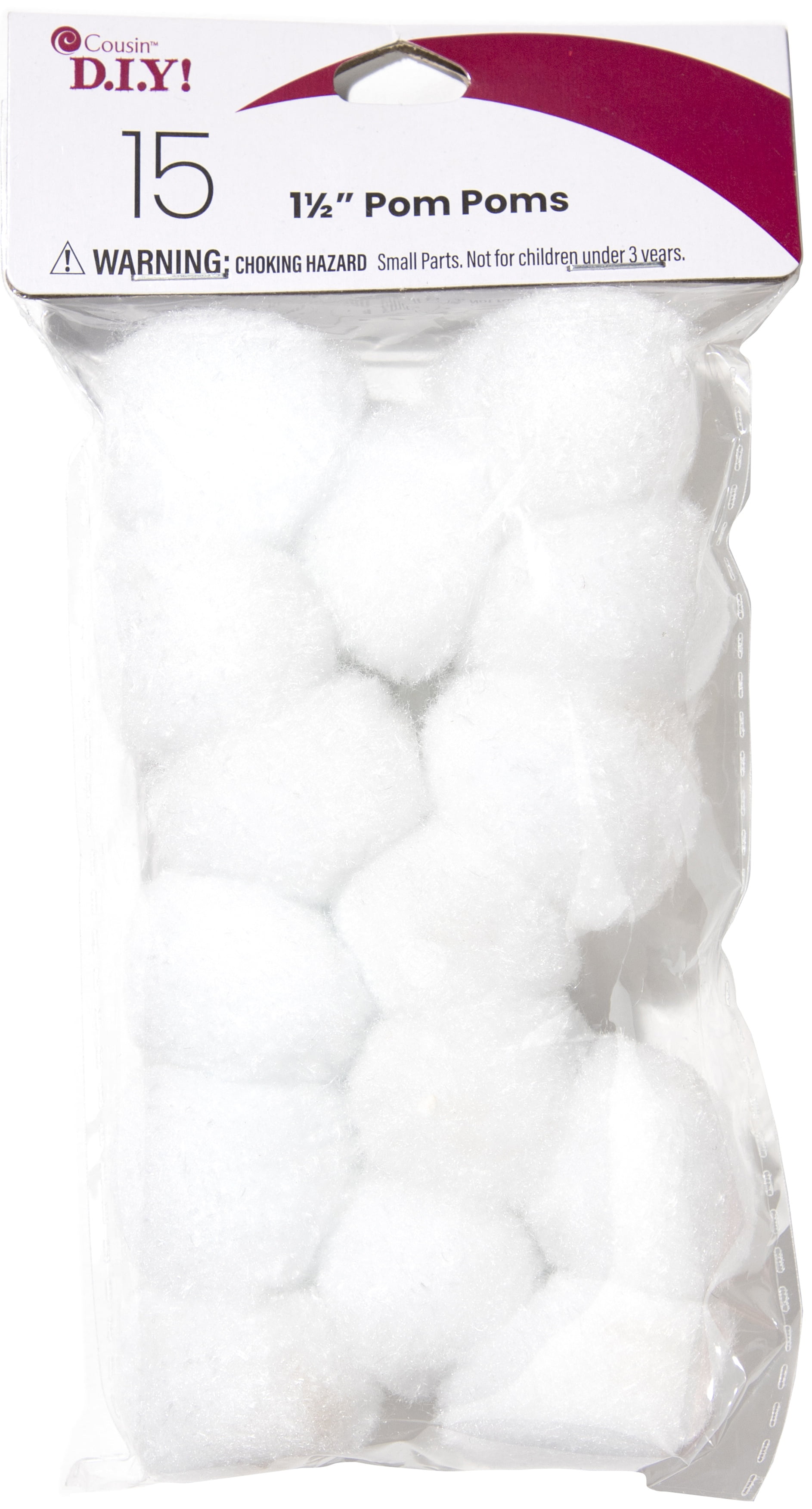 CousinDIY Pom Poms 1.5" 15/Pkg-White - Walmart.com