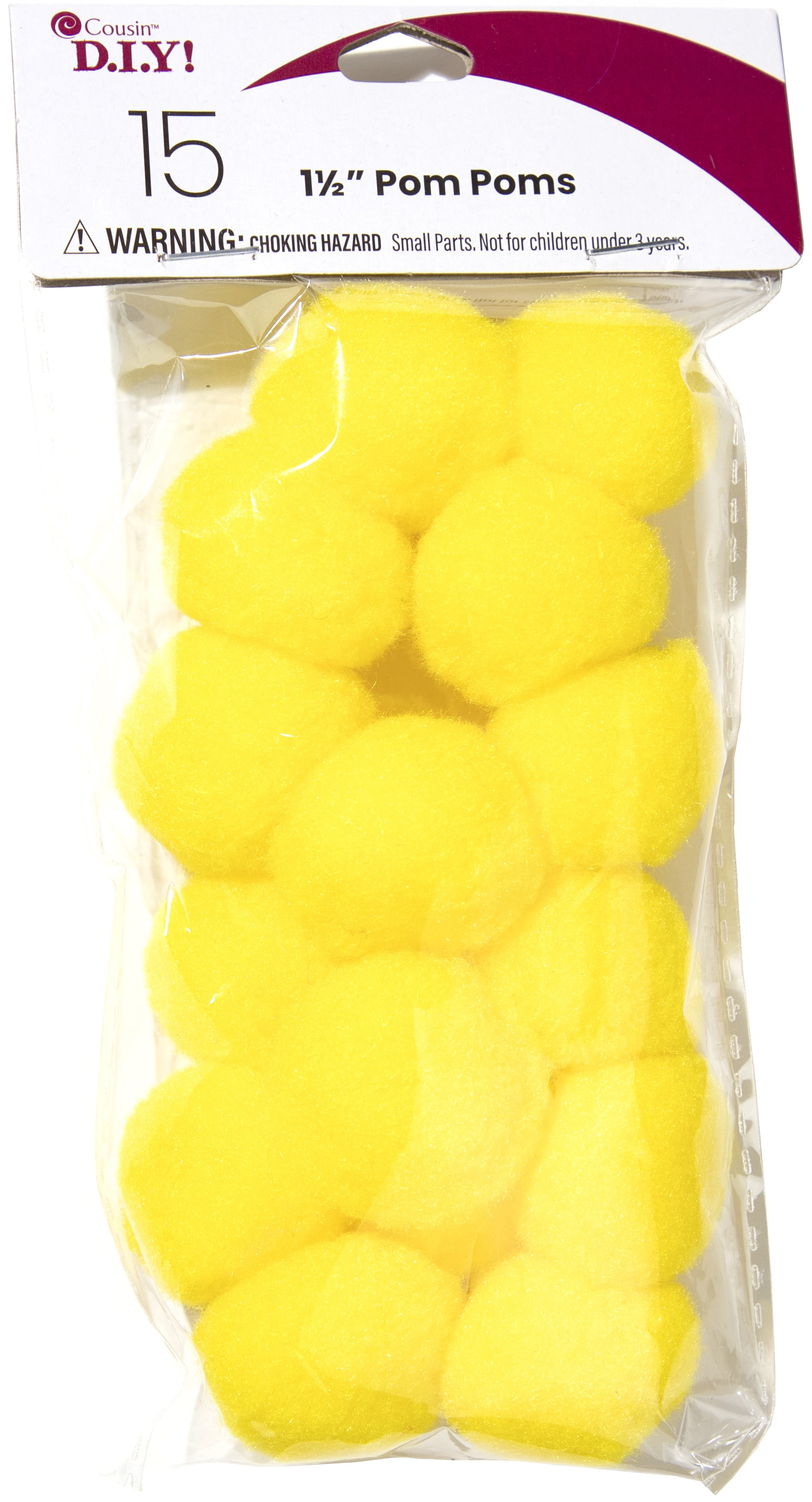 CousinDIY Pom Poms 1.5" 15/Pkg-Yellow - Walmart.com