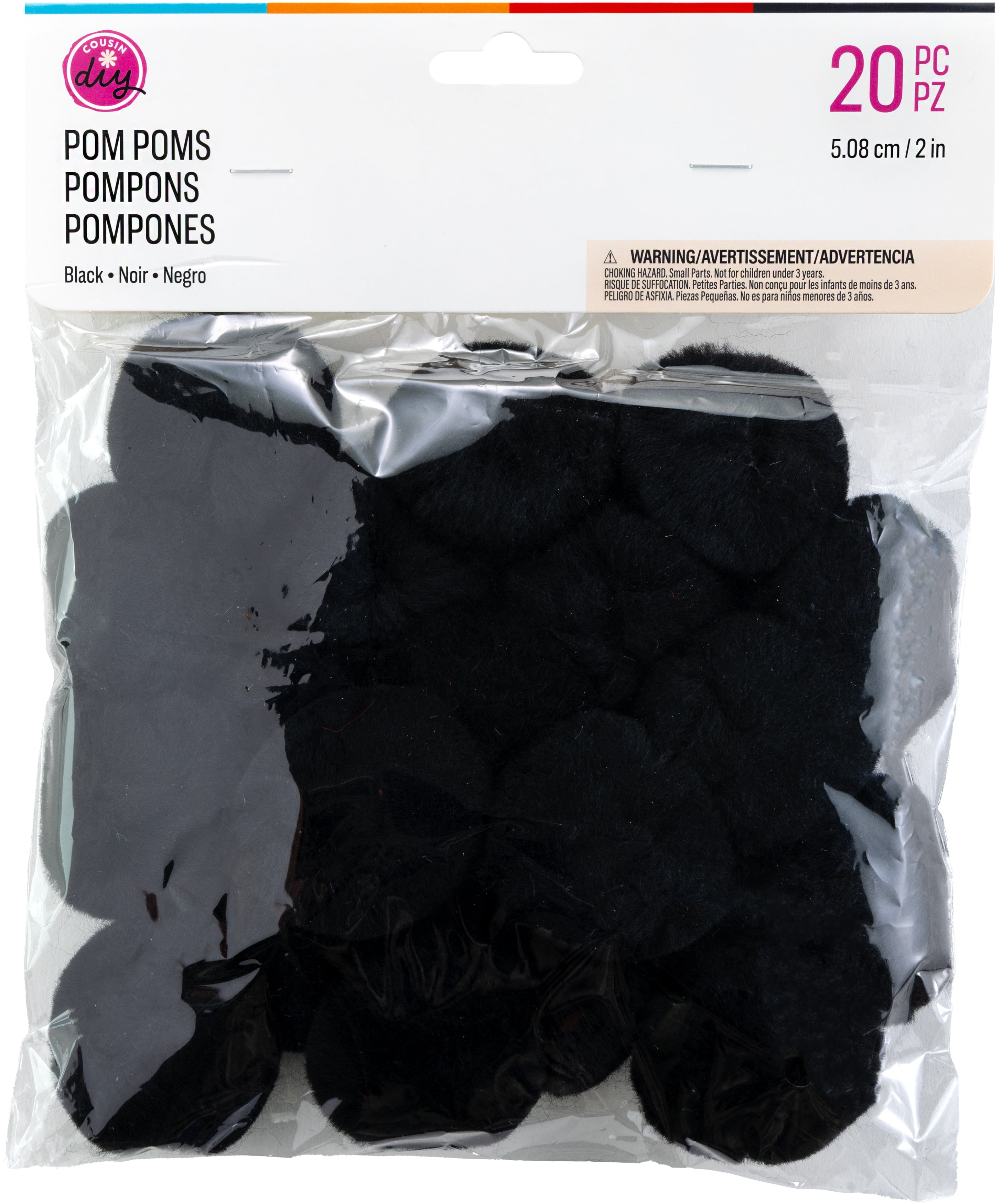 CousinDIY Pom-Poms 2" 20/Pkg-Black - Walmart.com
