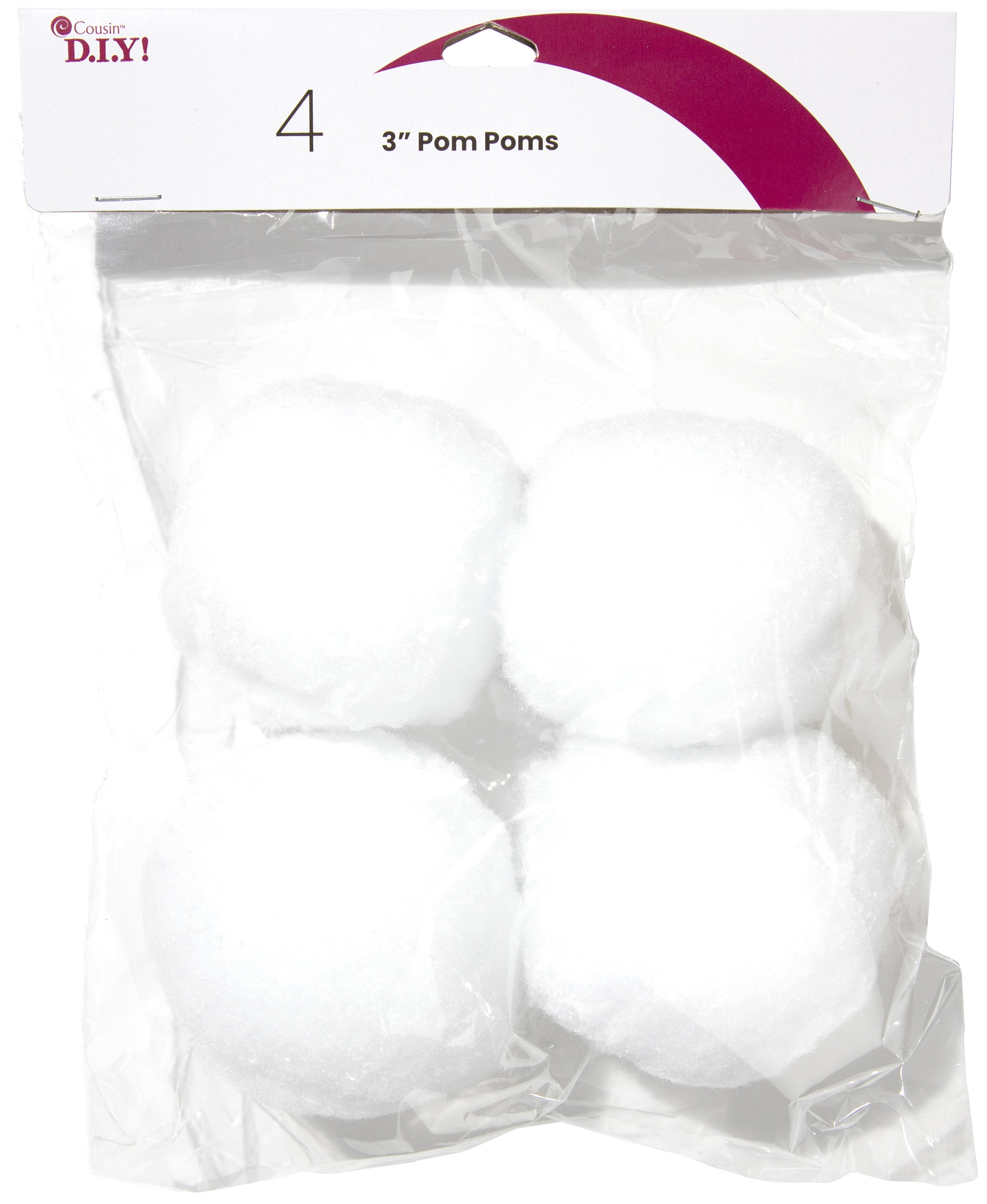 CousinDIY Pom-Poms 3" 4/Pkg-White - Walmart.com