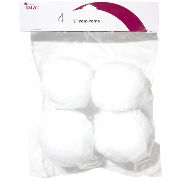 CousinDIY Pom-Poms 3" 4/Pkg-White - Walmart.com