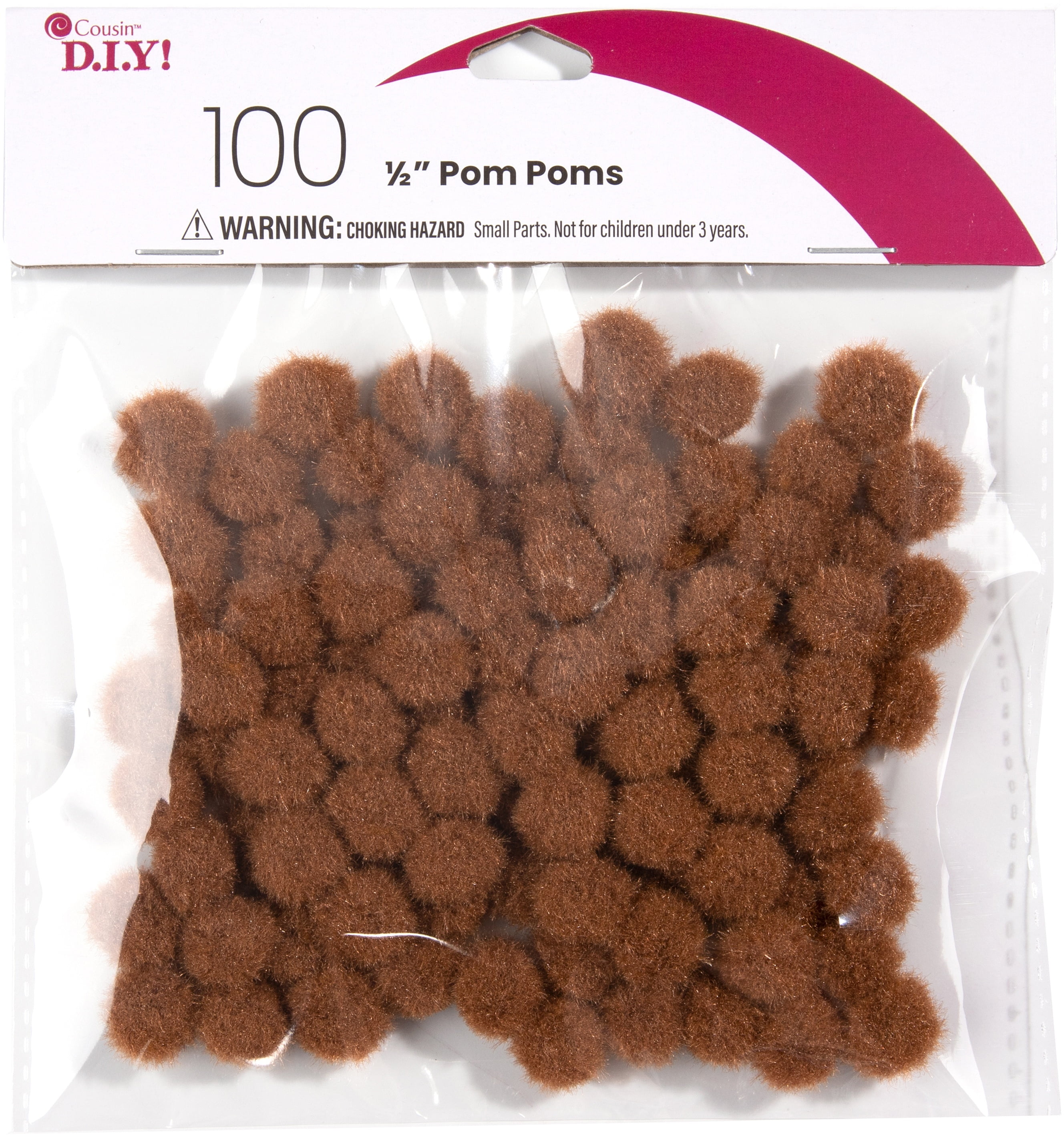 CousinDIY Pom-Poms .5" 100/Pkg-Brown - Walmart.com