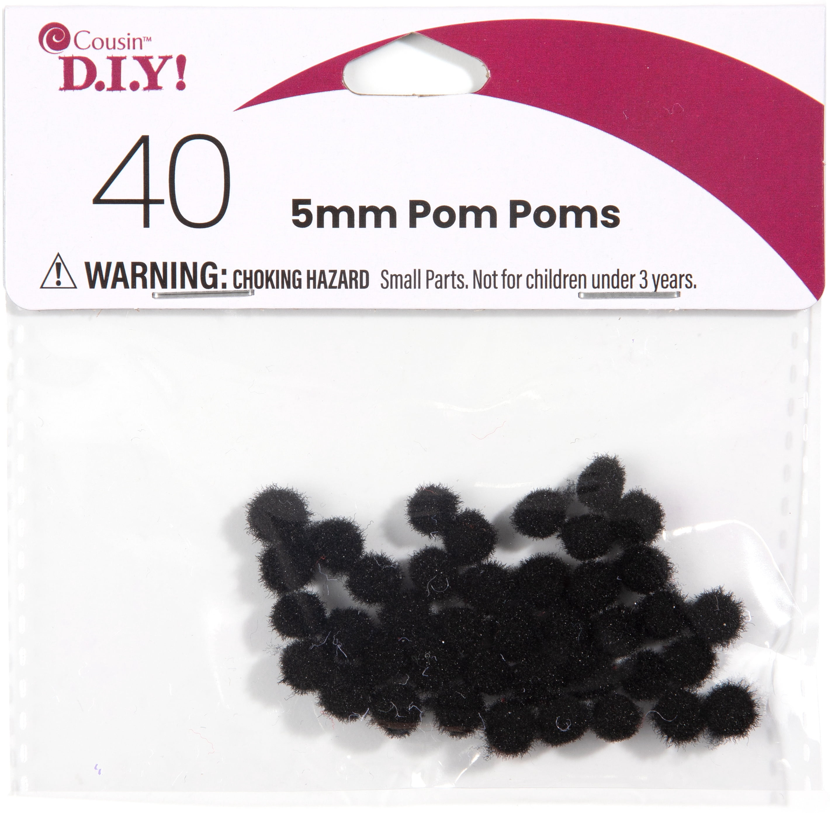 CousinDIY Pom-Poms 5mm 40/Pkg-Black - Walmart.com