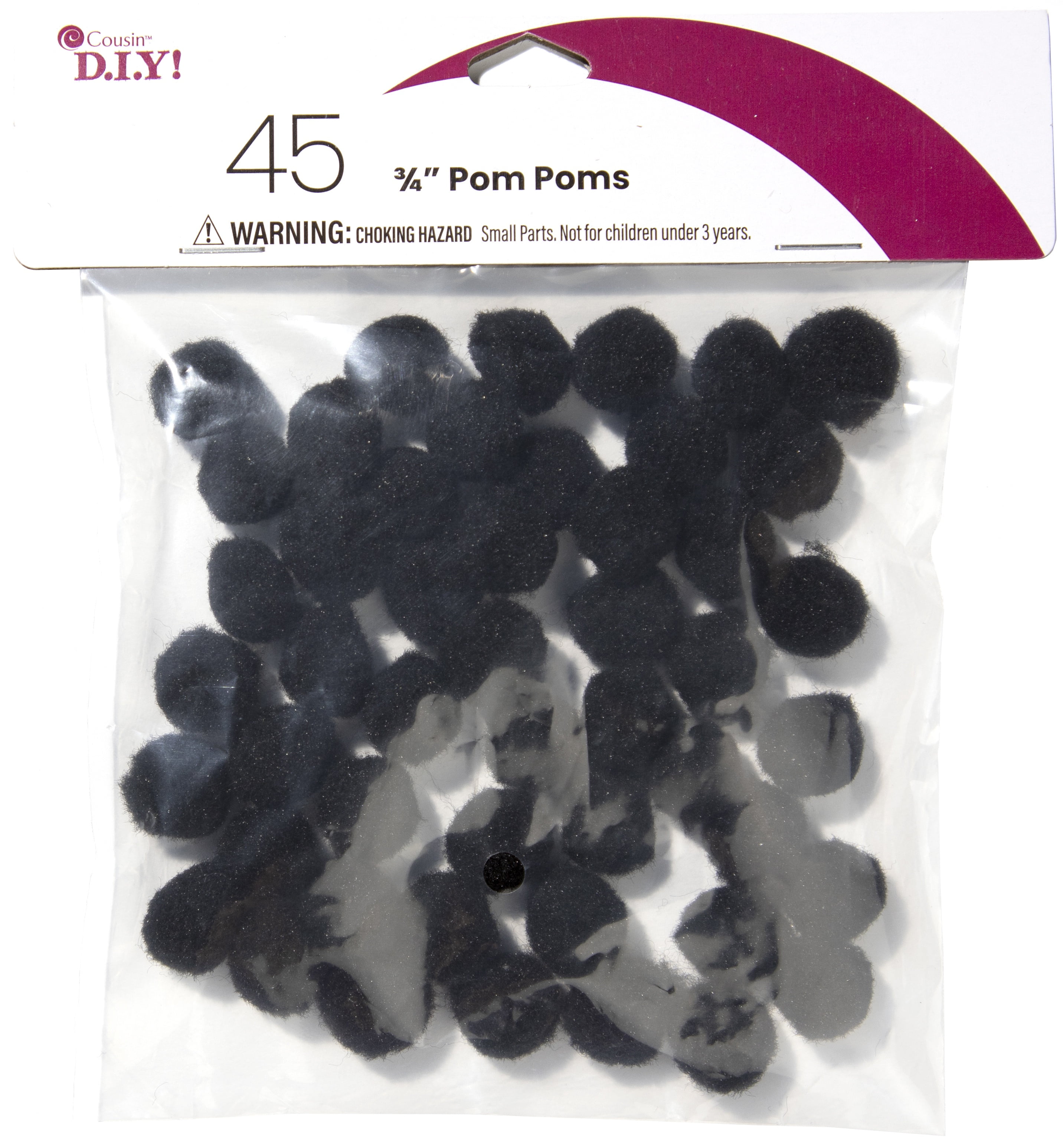 CousinDIY Pom-Poms .75" 45/Pkg-Black - Walmart.com