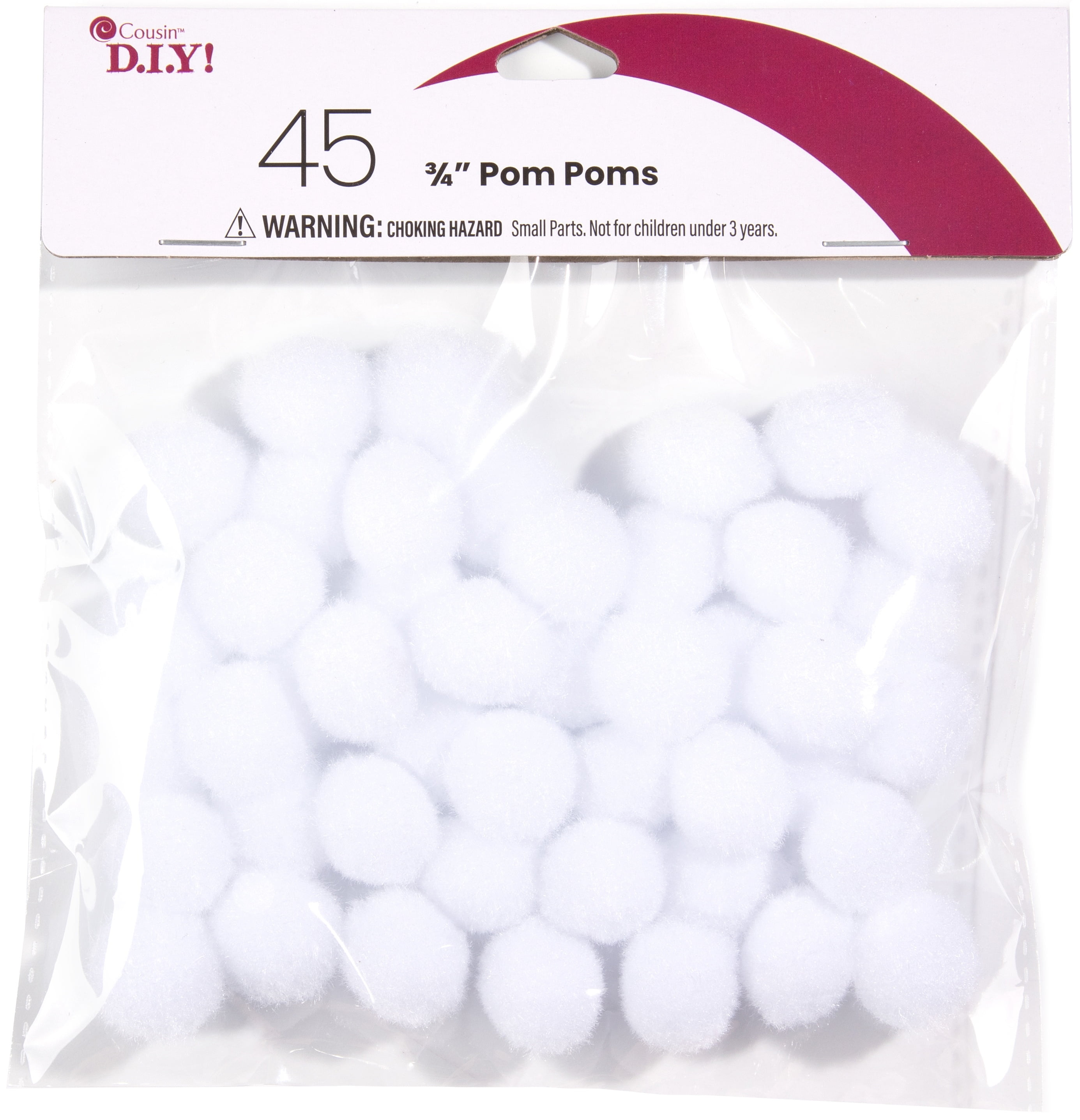 CousinDIY Pom-Poms .75" 45/Pkg-White - Walmart.com