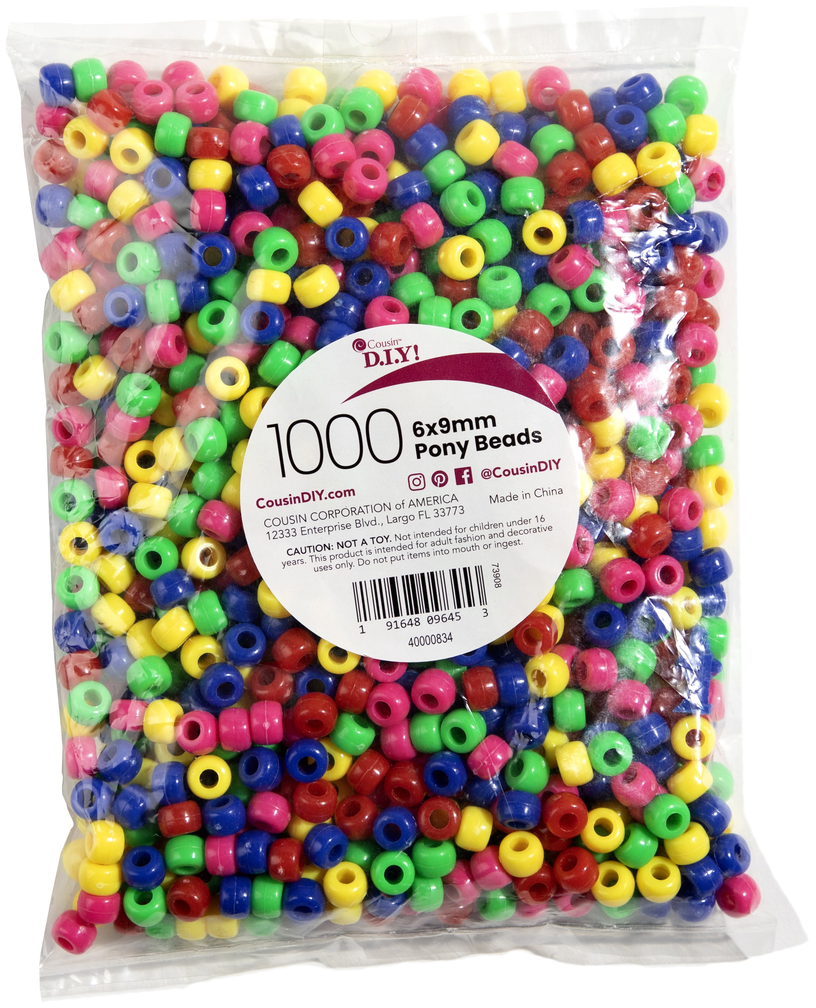 CousinDIY Pony Beads 6mmx9mm 1,000/Pkg-Opaque Neon - Walmart.com