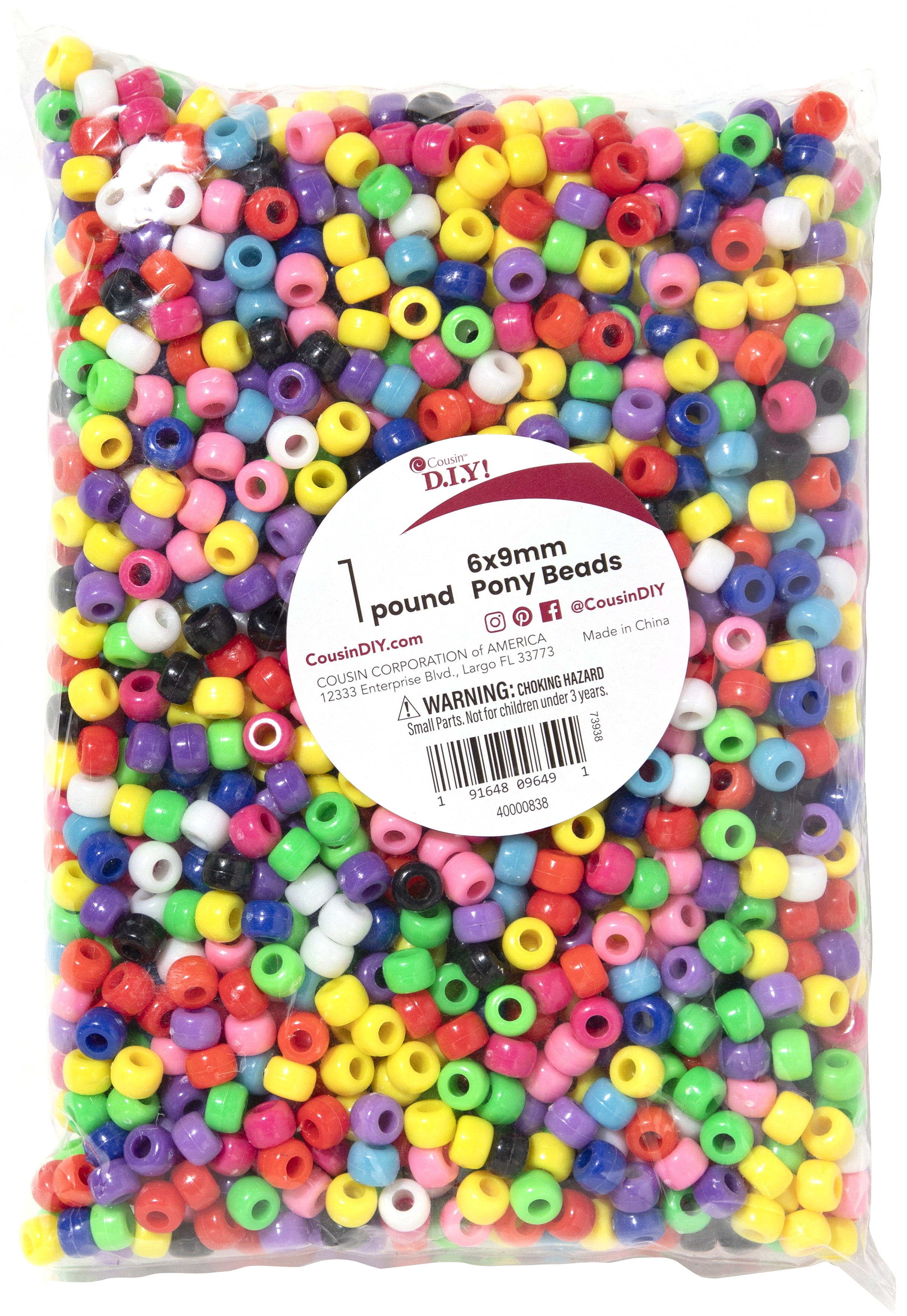 CousinDIY Pony Beads 6mmx9mm 1lb-Opaque Neon - Walmart.com