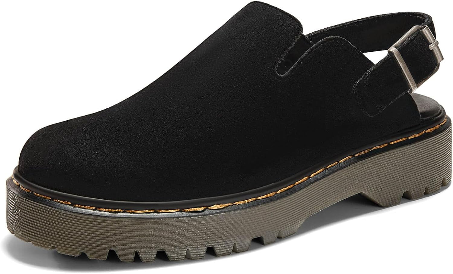 Coutgo Women's Platform Clogs Adjustable Strap Slingback Mules Suede ...