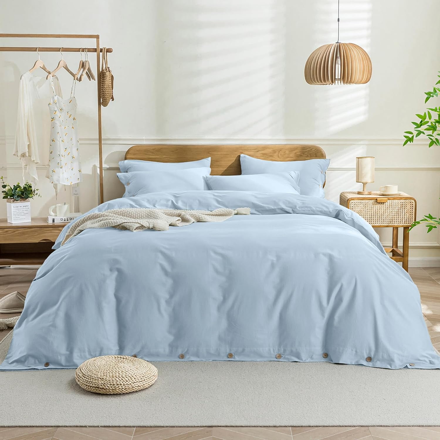 Couture Charm Decorative Coconut Button Closure Duvet Cover 3-Piece Set ...