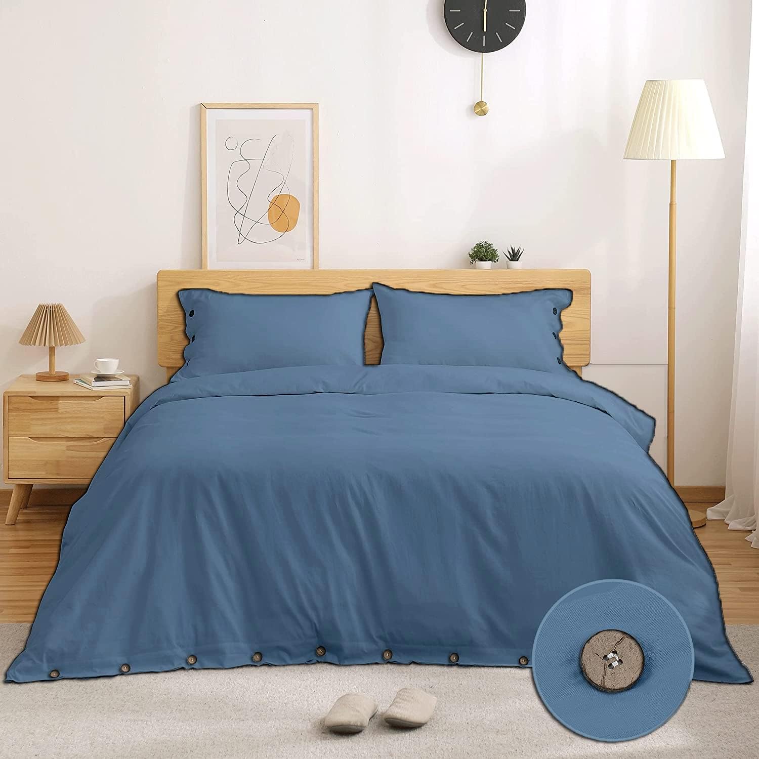 Couture Charm Decorative Coconut Button Closure Duvet Cover 3-Piece Set ...