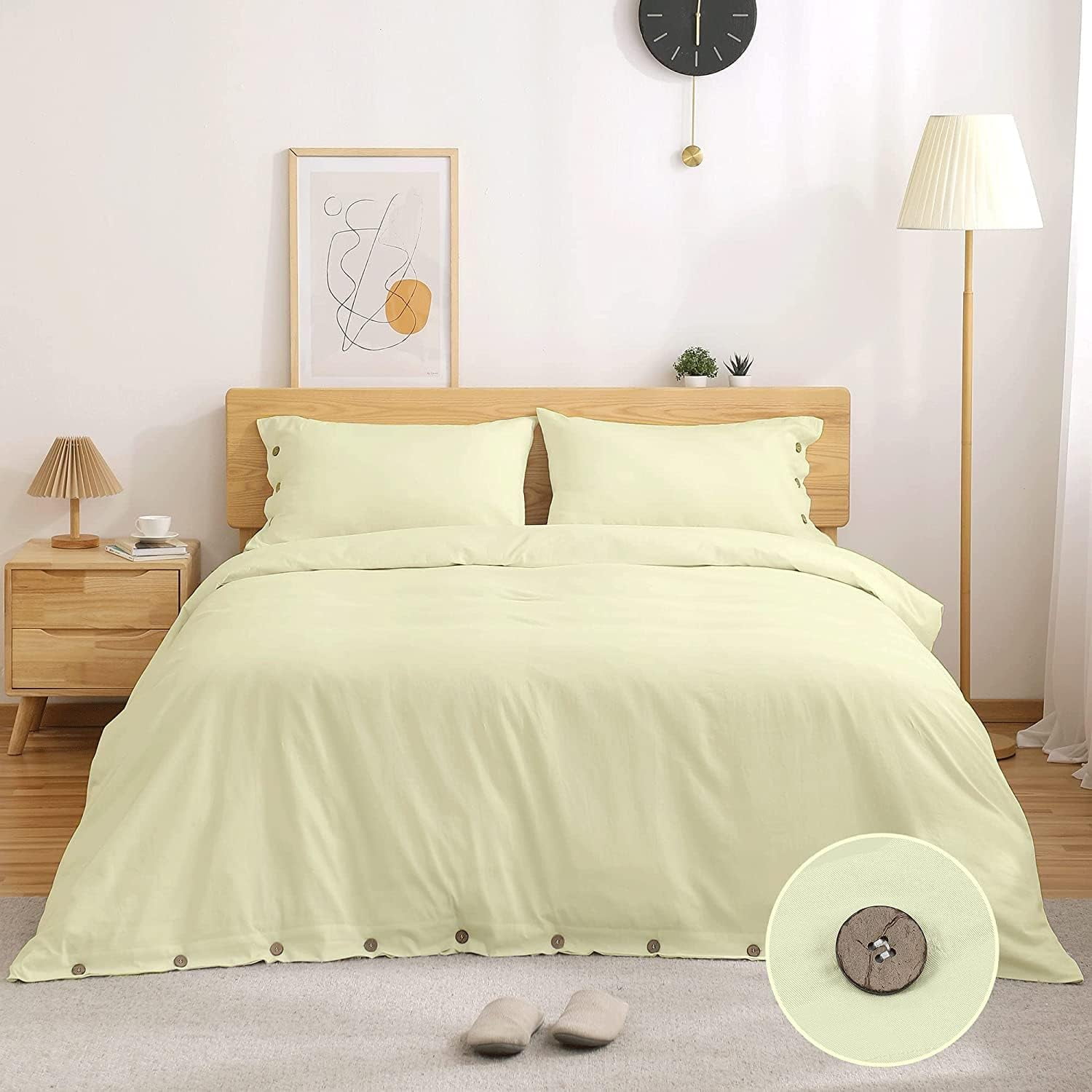 Couture Charm Decorative Coconut Button Closure Duvet Cover 3-Piece Set ...