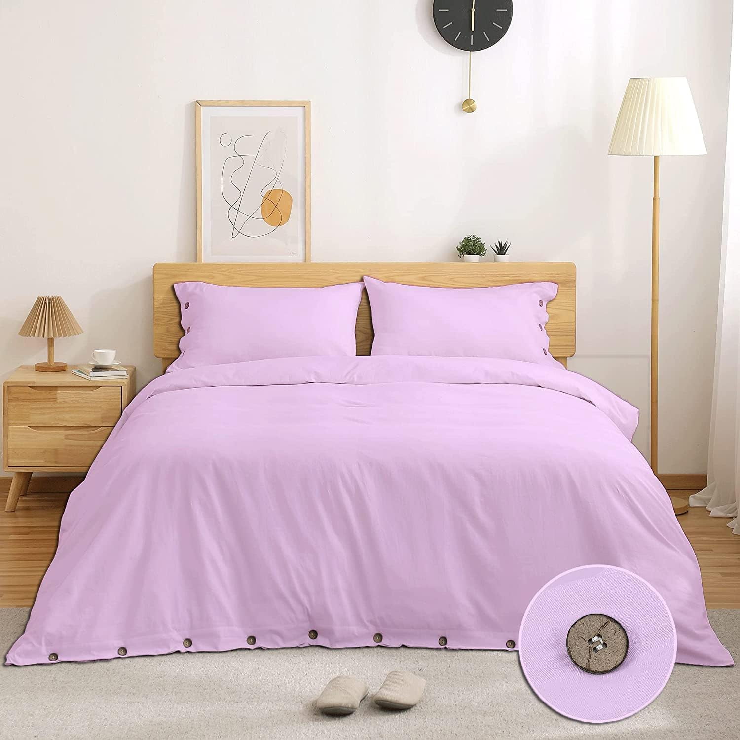 Couture Charm Decorative Coconut Button Closure Duvet Cover 3-Piece Set ...