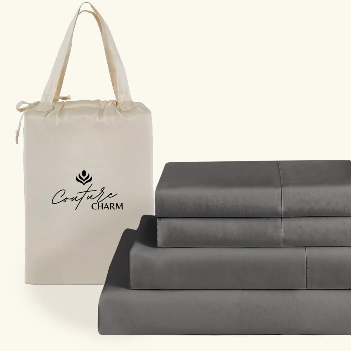 Couture Charm Hotel Luxury 500-TC Giza Cotton Twin Size 4-Pcs Sheet Set ...