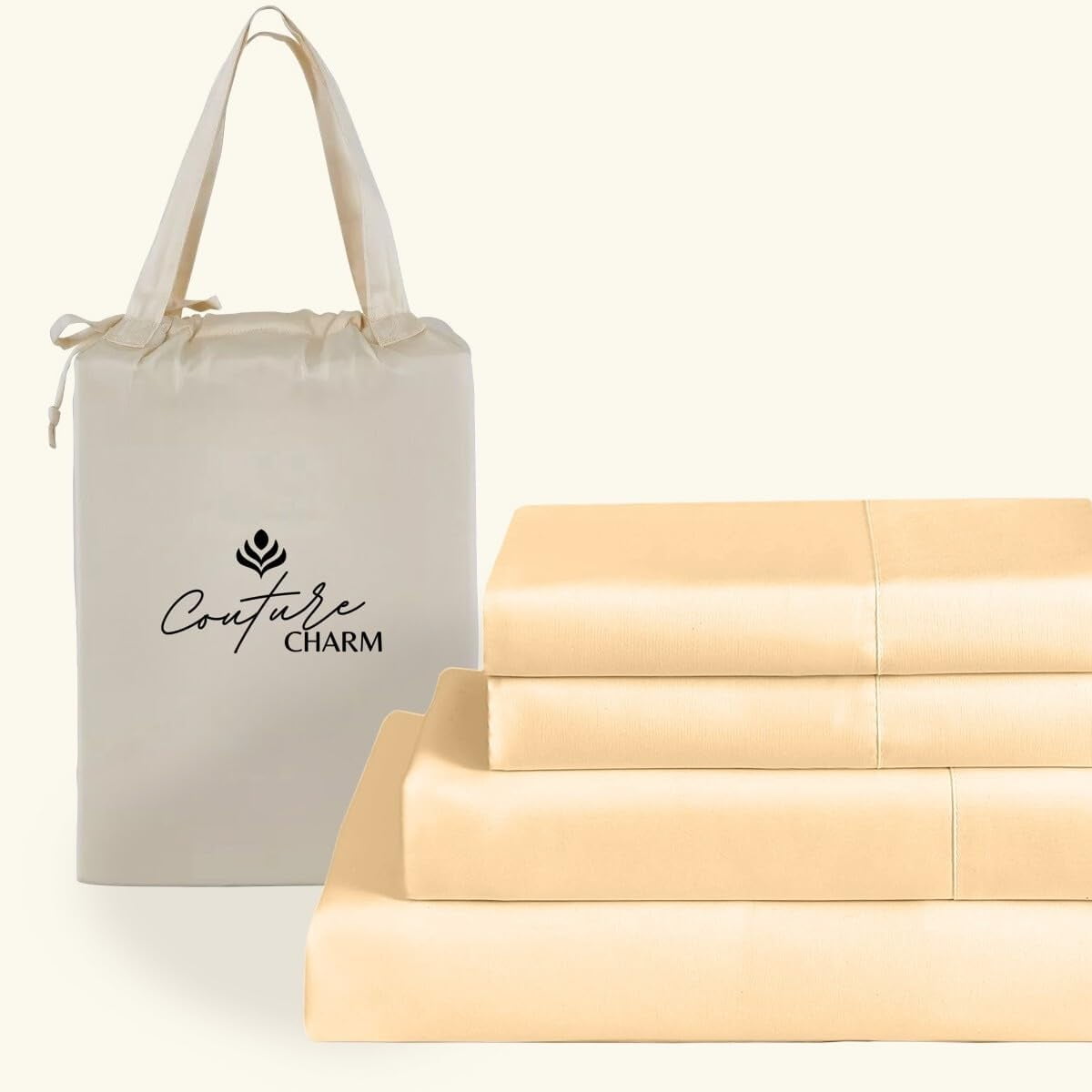 Couture Charm Hotel Luxury 600-TC Combed Cotton Queen Size 4-Pcs Sheet ...