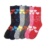 Couver Women's Patterned Crew Socks, 6-Pack, Heart Pattern, Size 9-11 ...