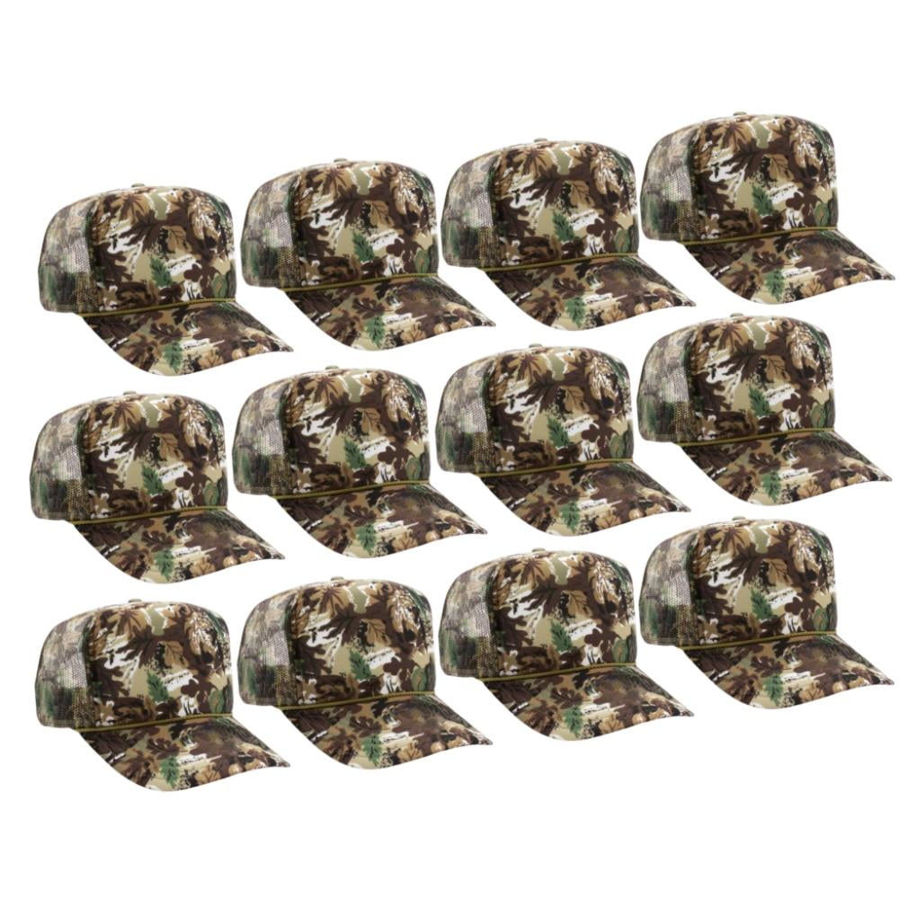 Couver Camouflage 5 Panel High Crown Mesh Back Trucker Hat, Solid ...
