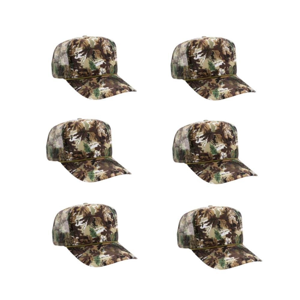 Couver Camouflage 5 Panel High Crown Mesh Back Trucker Hat, Solid ...
