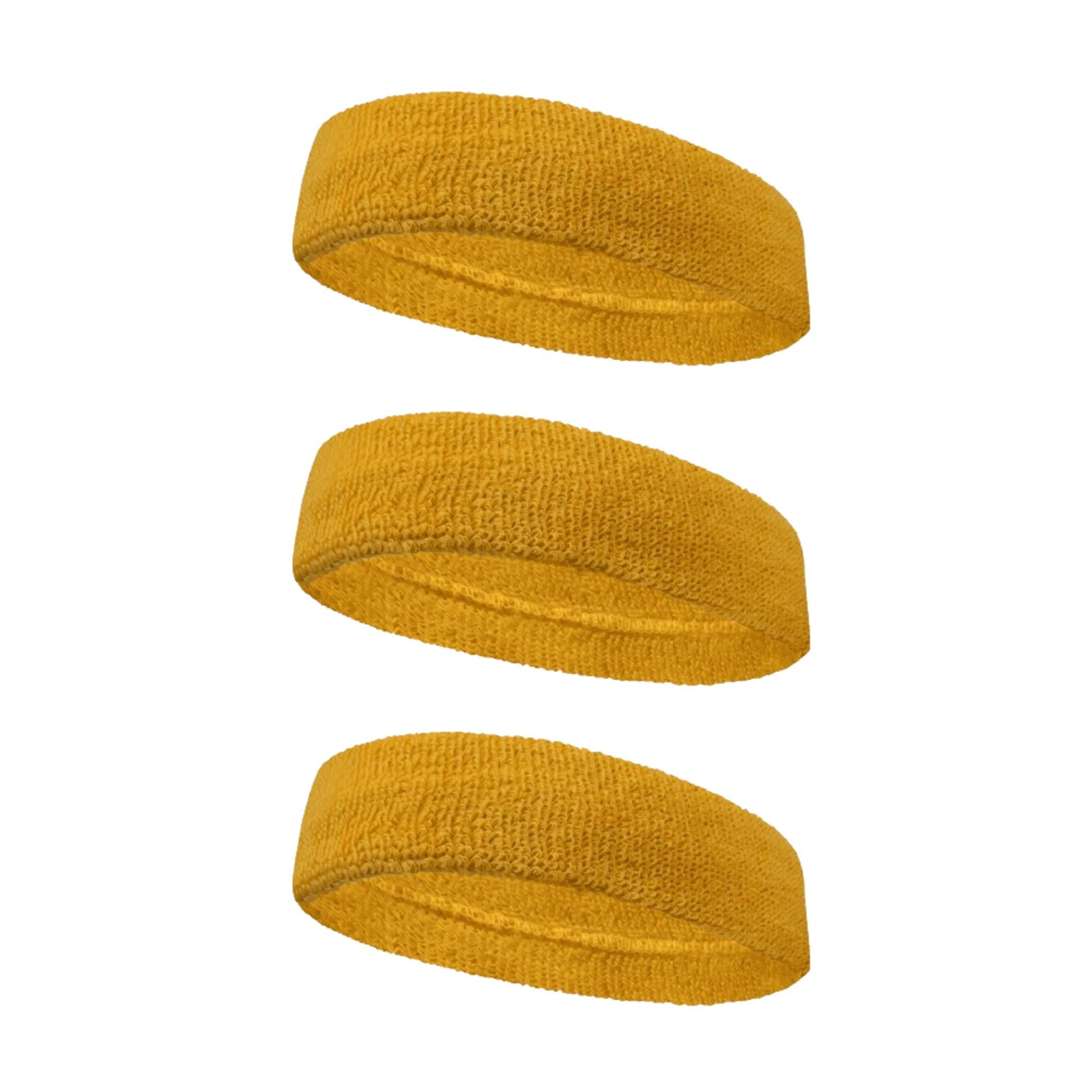 Couver Large & Thick Plain Solid Basketball Head Sweatband, Solid Gold ...