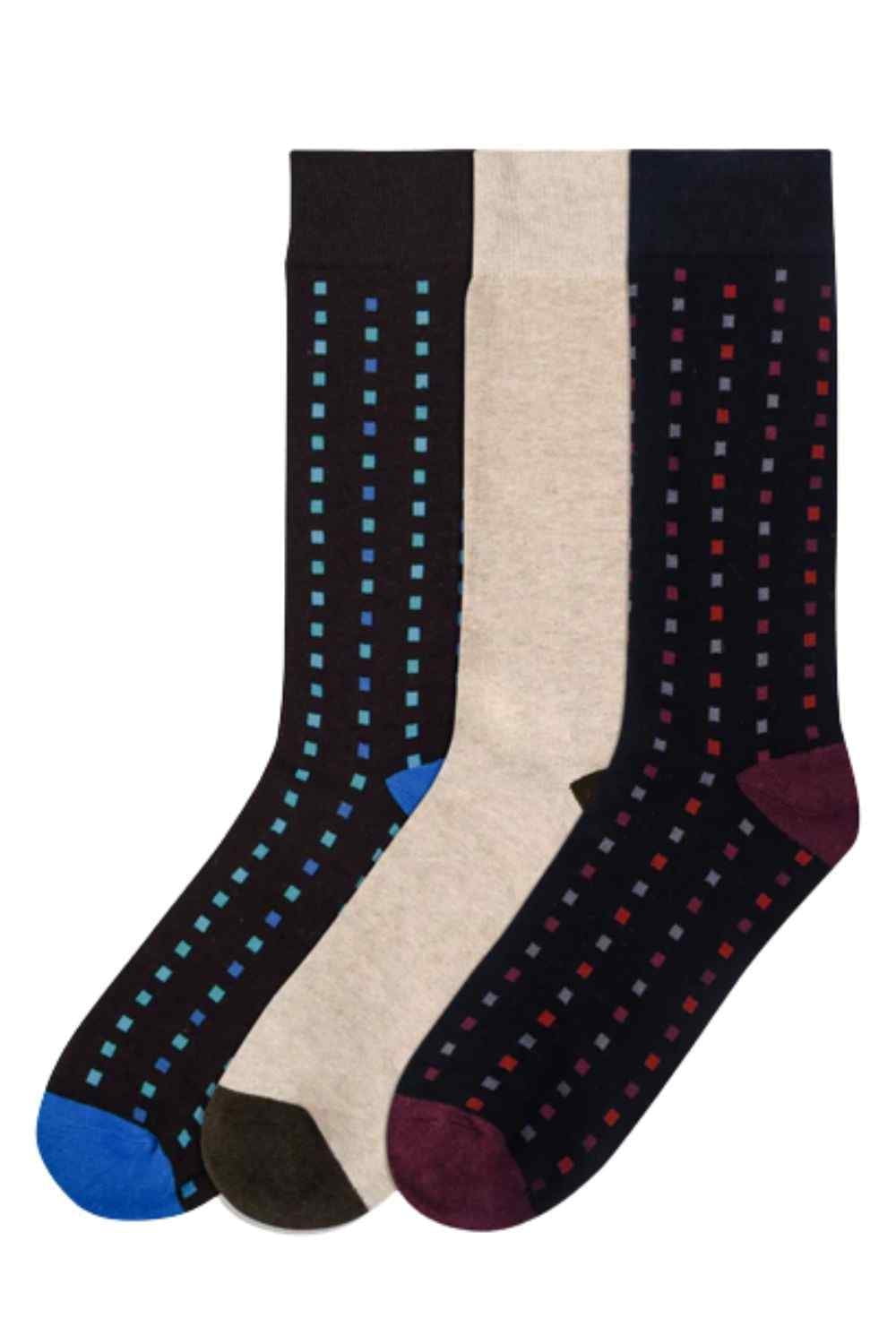 Couver Men's Dress Crew Socks, Square Dots Assorted Colors, Size 10-13 ...