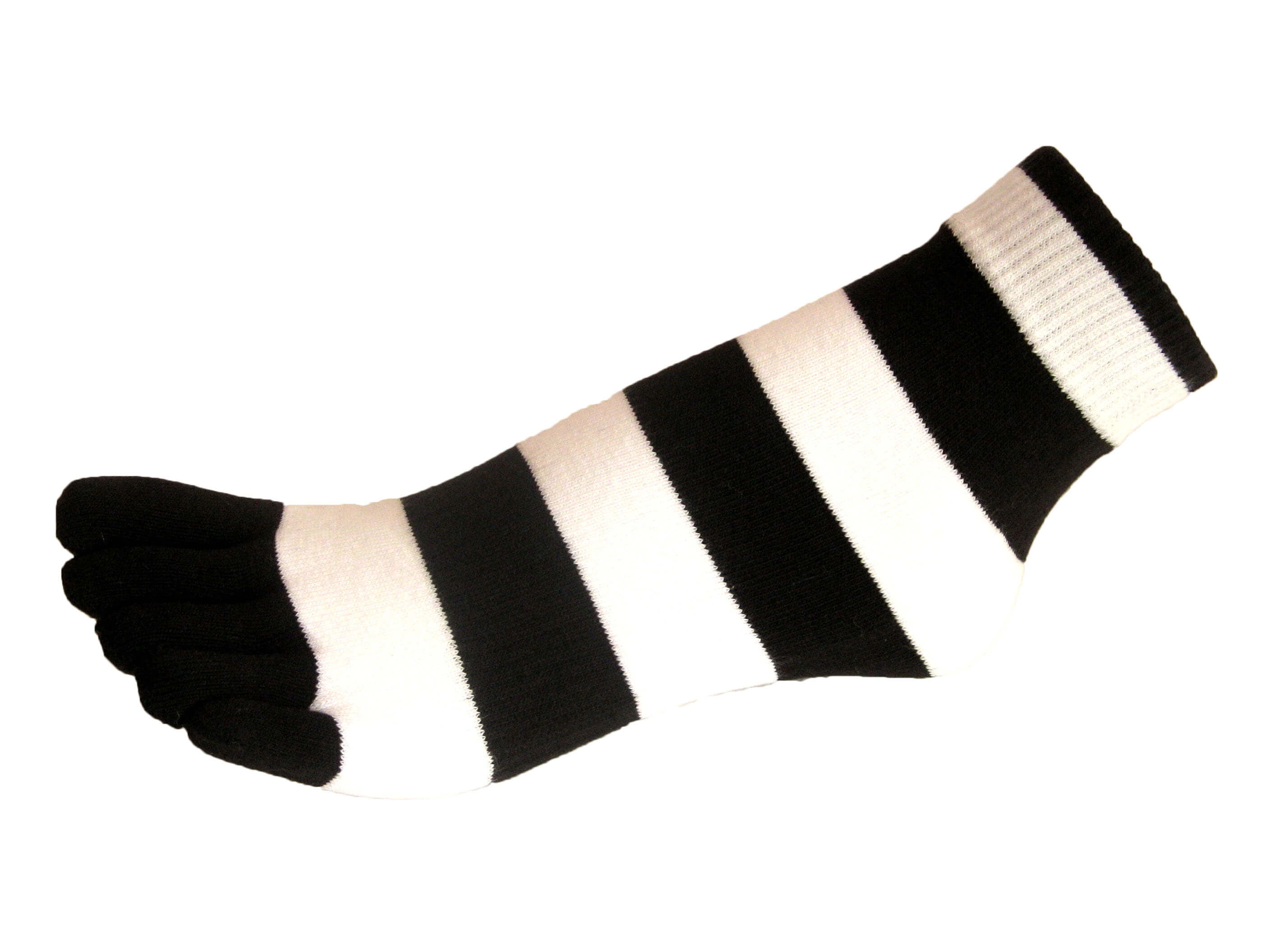 Couver Soft Cotton White Striped Ankle Toe Socks 1 Pair, Small, Black ...