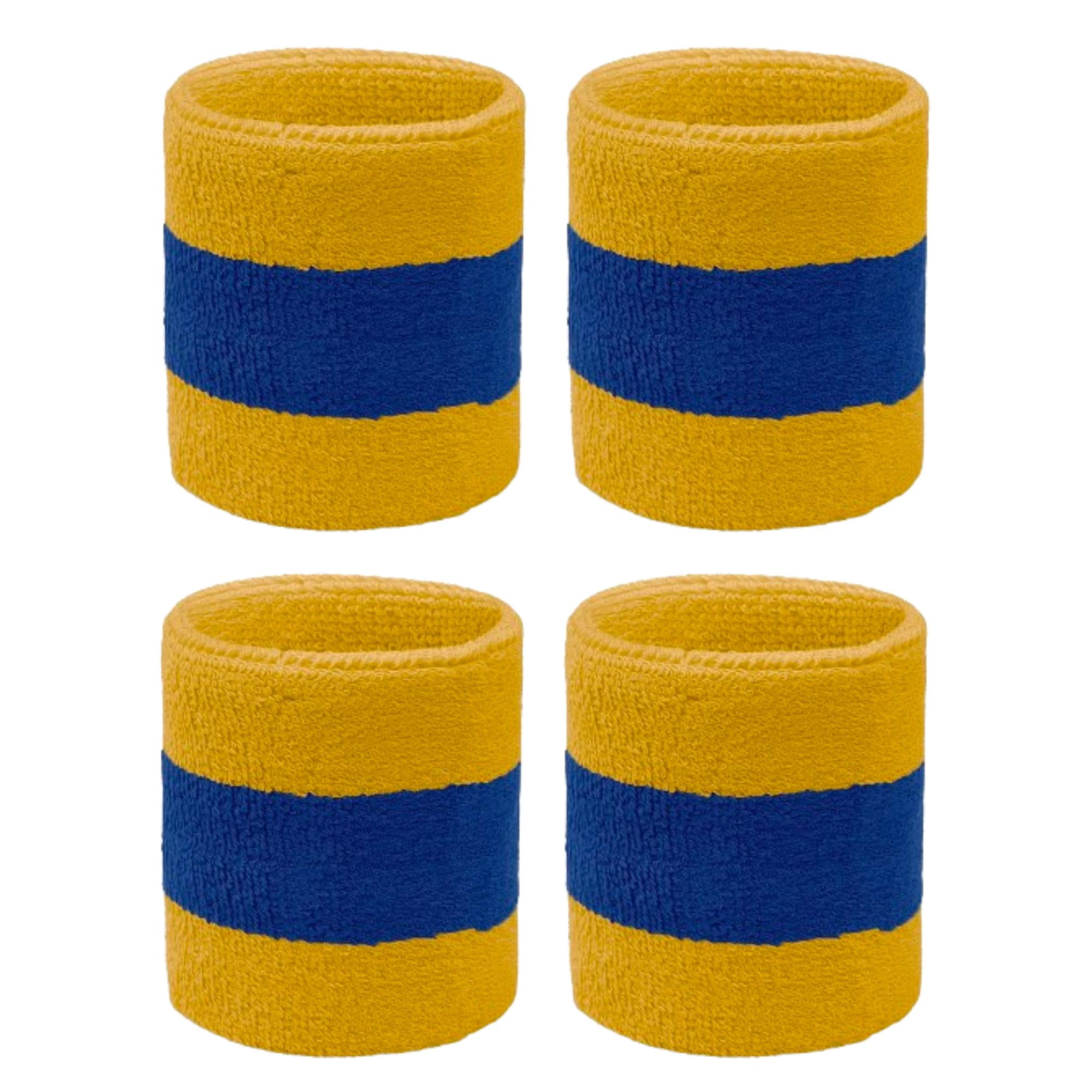 Couver Terry Cloth Two Color Striped Wrist Sweatbands, Golden Yellow ...