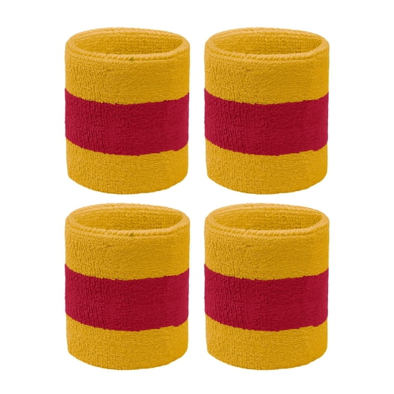 Couver Terry Cloth Two Color Striped Wrist Sweatbands, Yellow Red ...