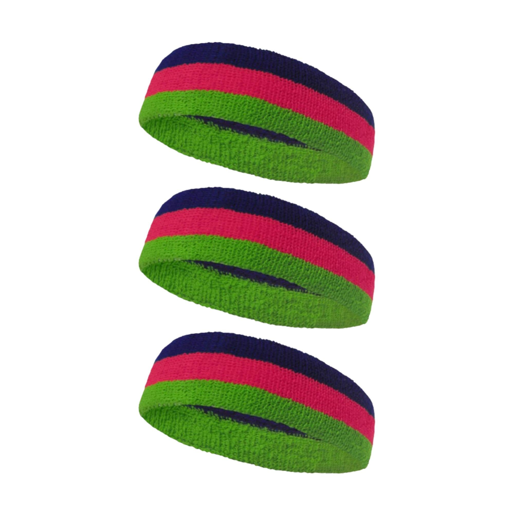 Couver Triple Color Striped Cotton Terry Sports Headband Sweatband Blue ...