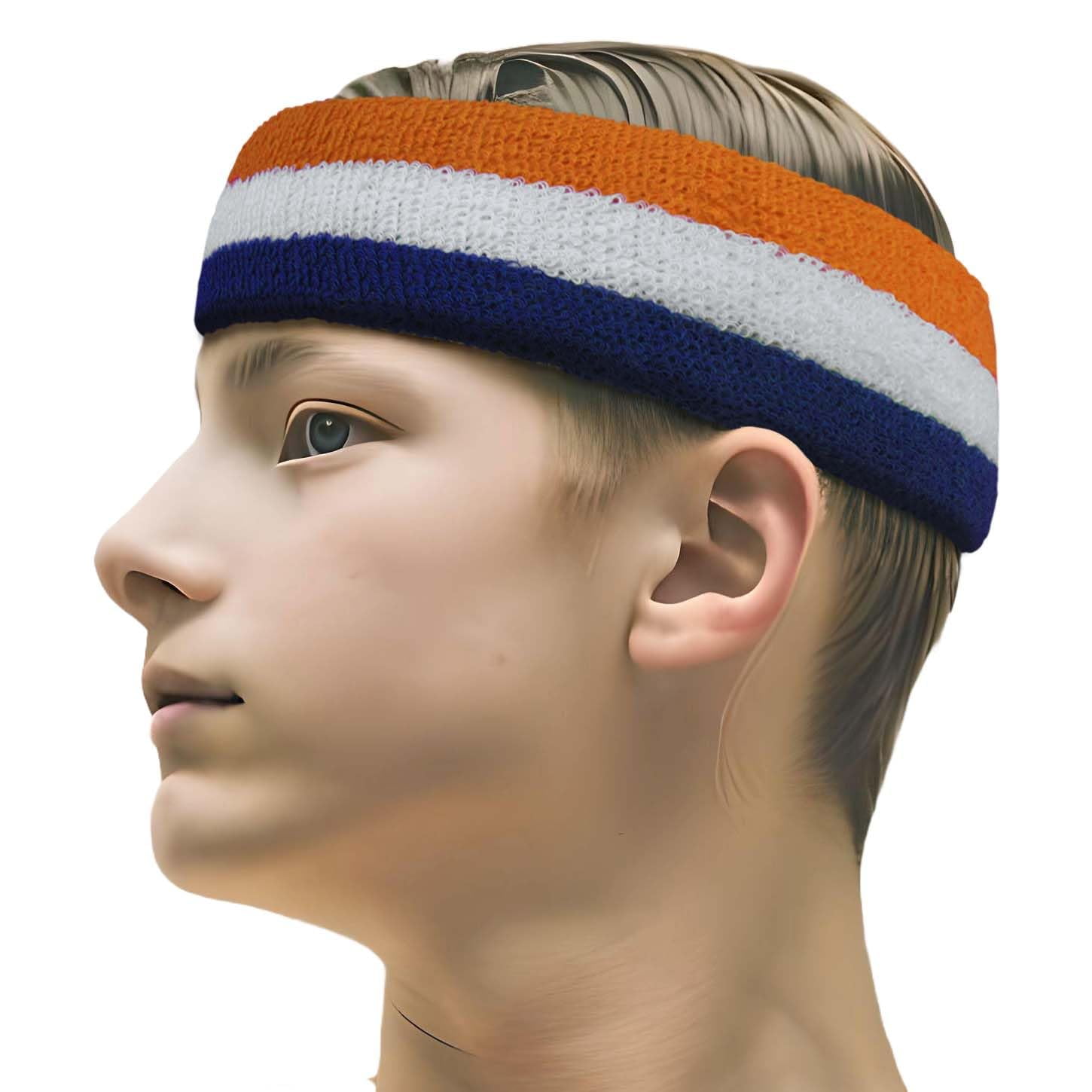 Couver Triple Color White Striped Sports Head Sweatband (1 piece ...