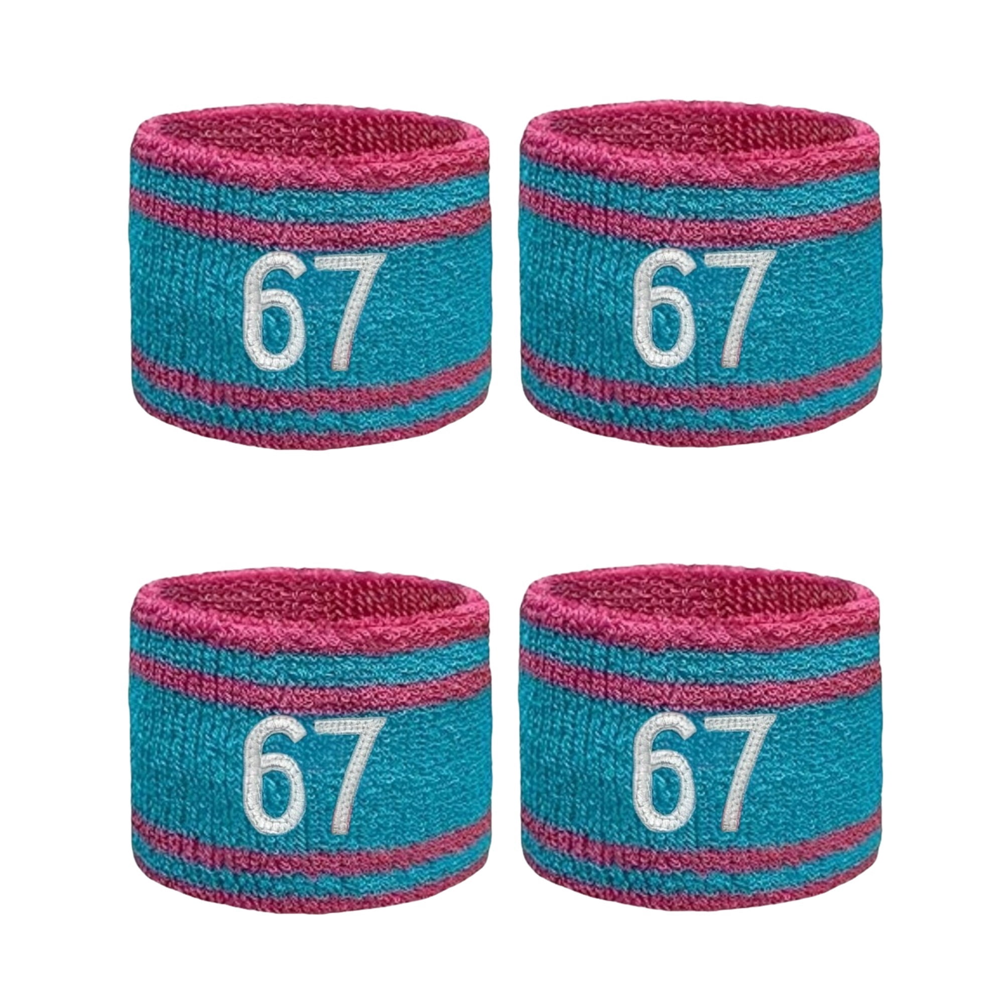 Couver Unisex Cotton Terry Wrist Sweatbands, 2-Pairs, Number 67 Theme ...