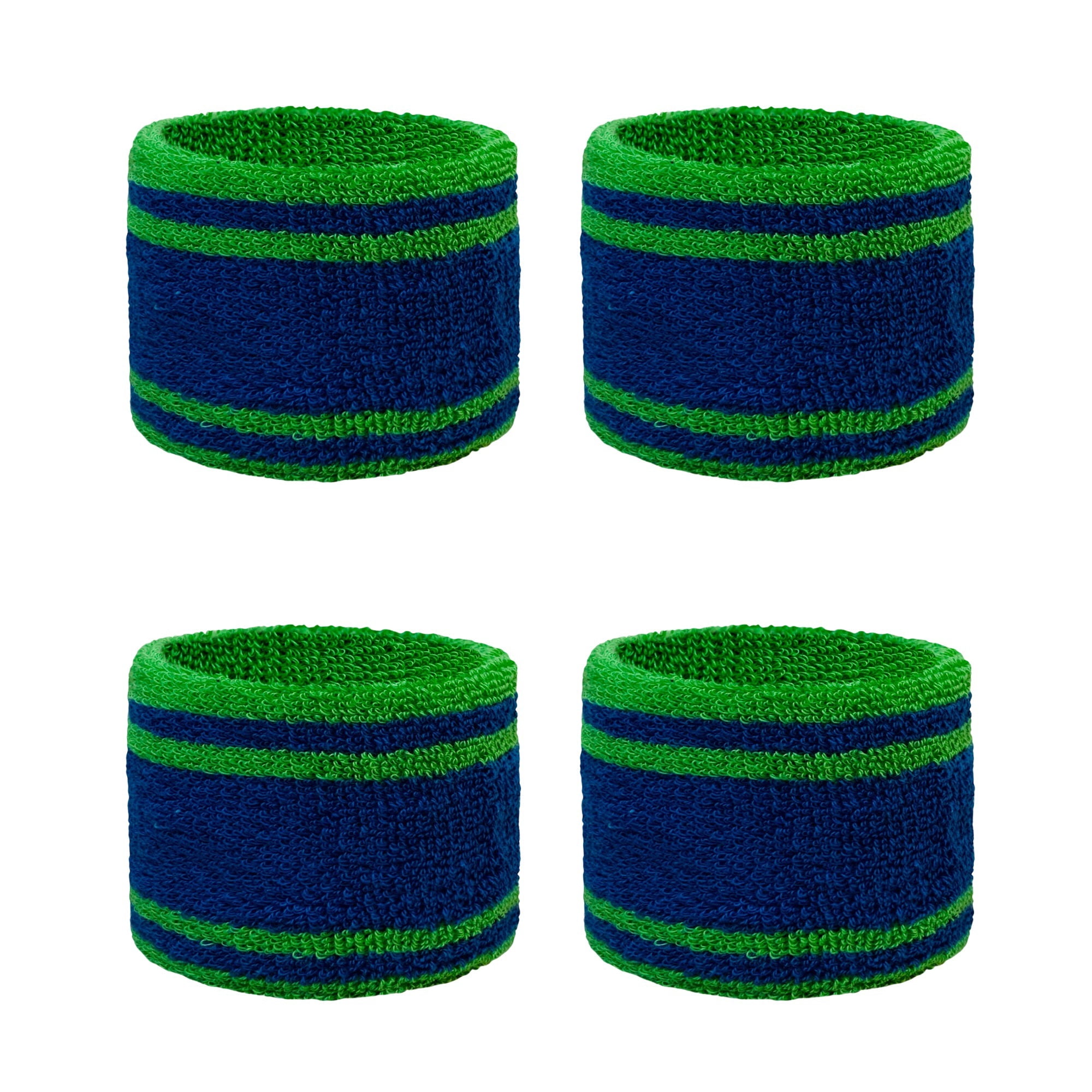 Couver Unisex Cotton Terry Wrist Sweatbands, 2-Pairs, Striped Design, 2 ...