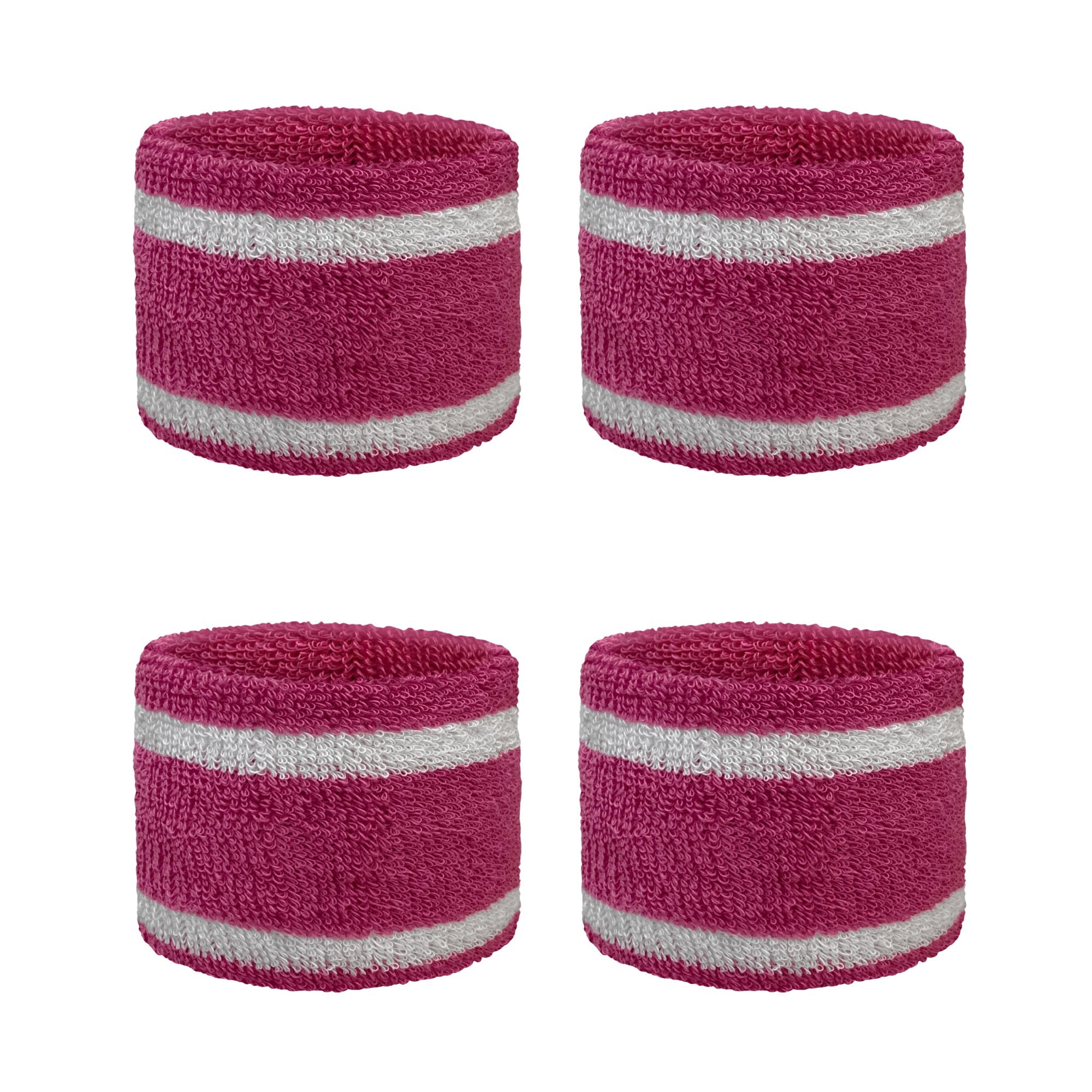 Couver Unisex Cotton Terry Wrist Sweatbands, 2-Pairs, Striped Design, 2 ...