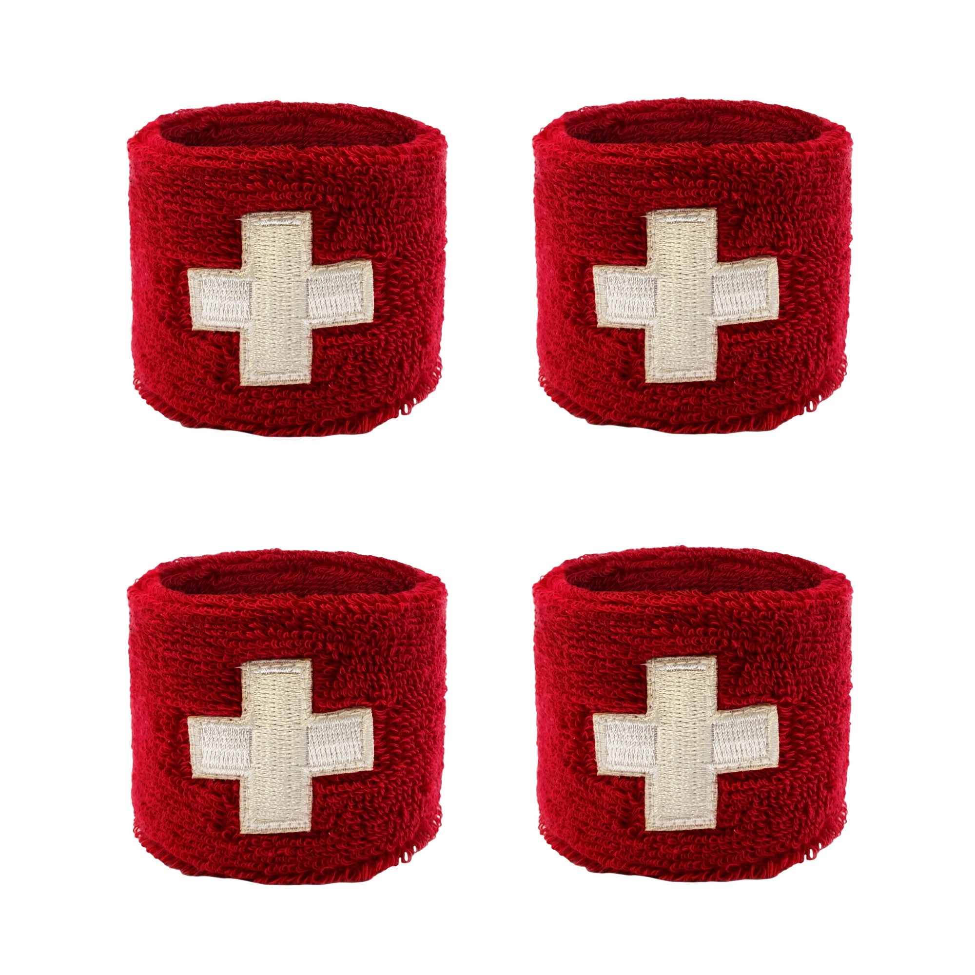Couver Unisex Cotton Terry Wrist Sweatbands, 2-Pairs, Swiss Flag, 2.5 ...
