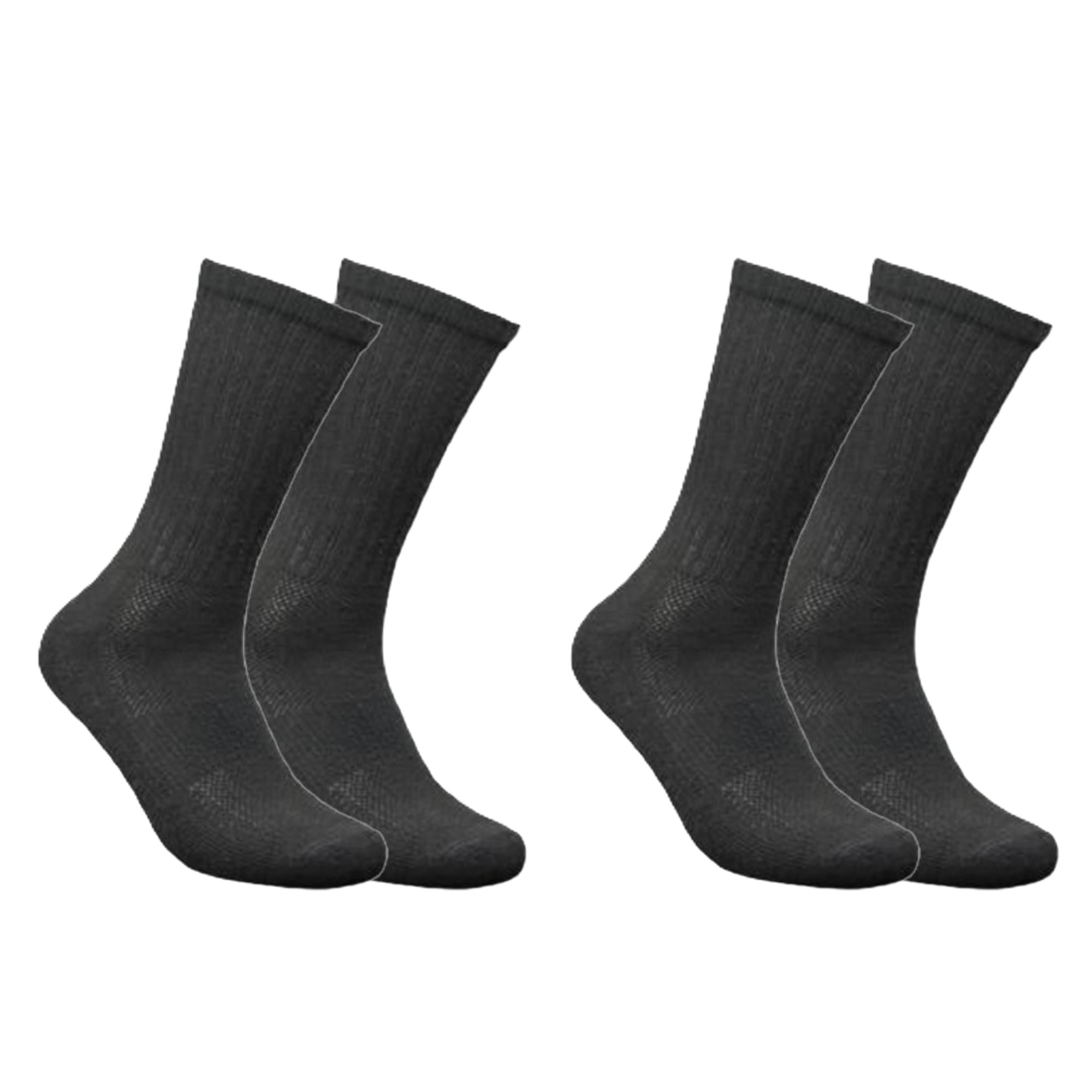 Couver Unisex Cushioned Arch Support Athletic Crew Socks 2-Pack Black ...