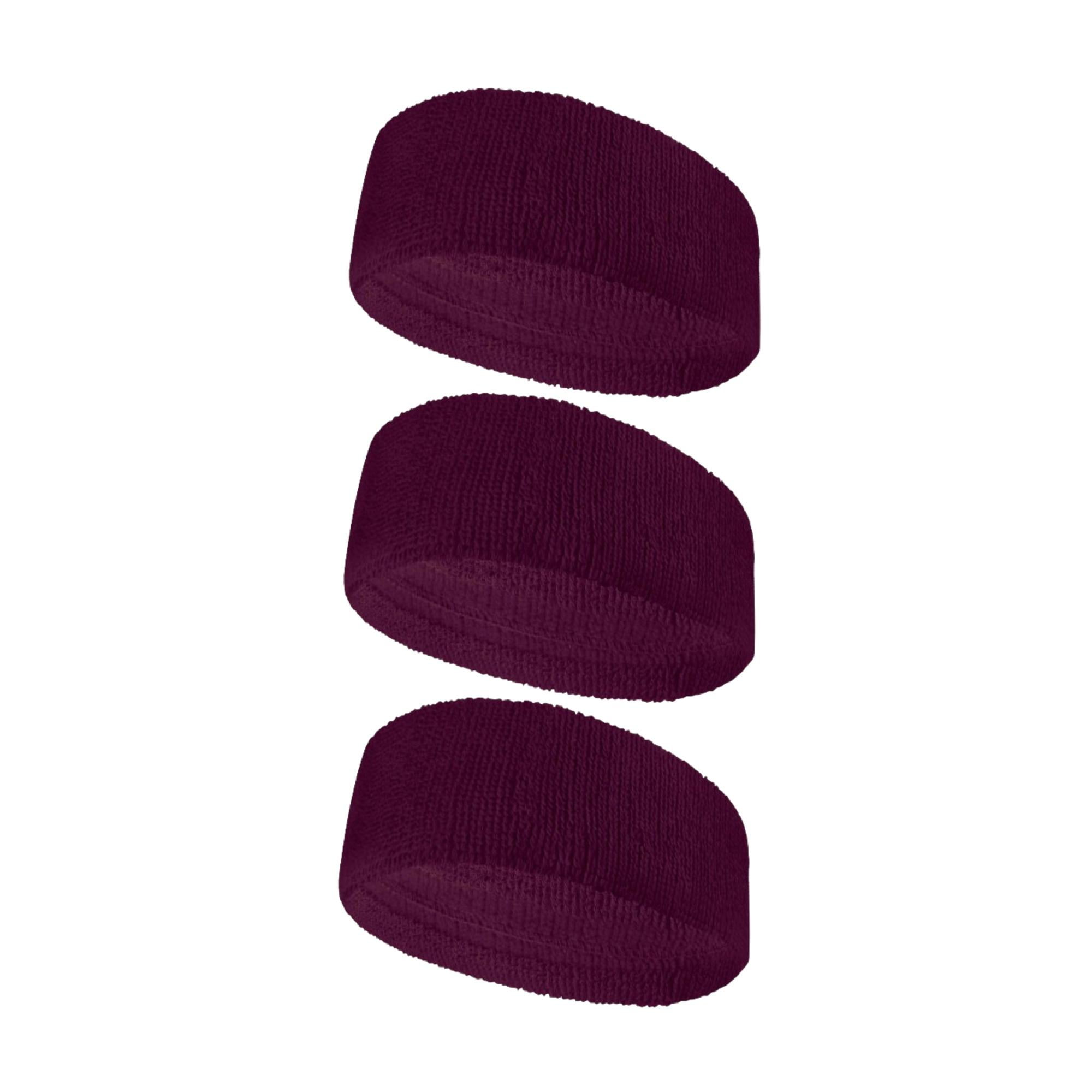 Couver Unisex Terry Head Sweatband 3 Inch Wide 3 Pack Solid Purple ...