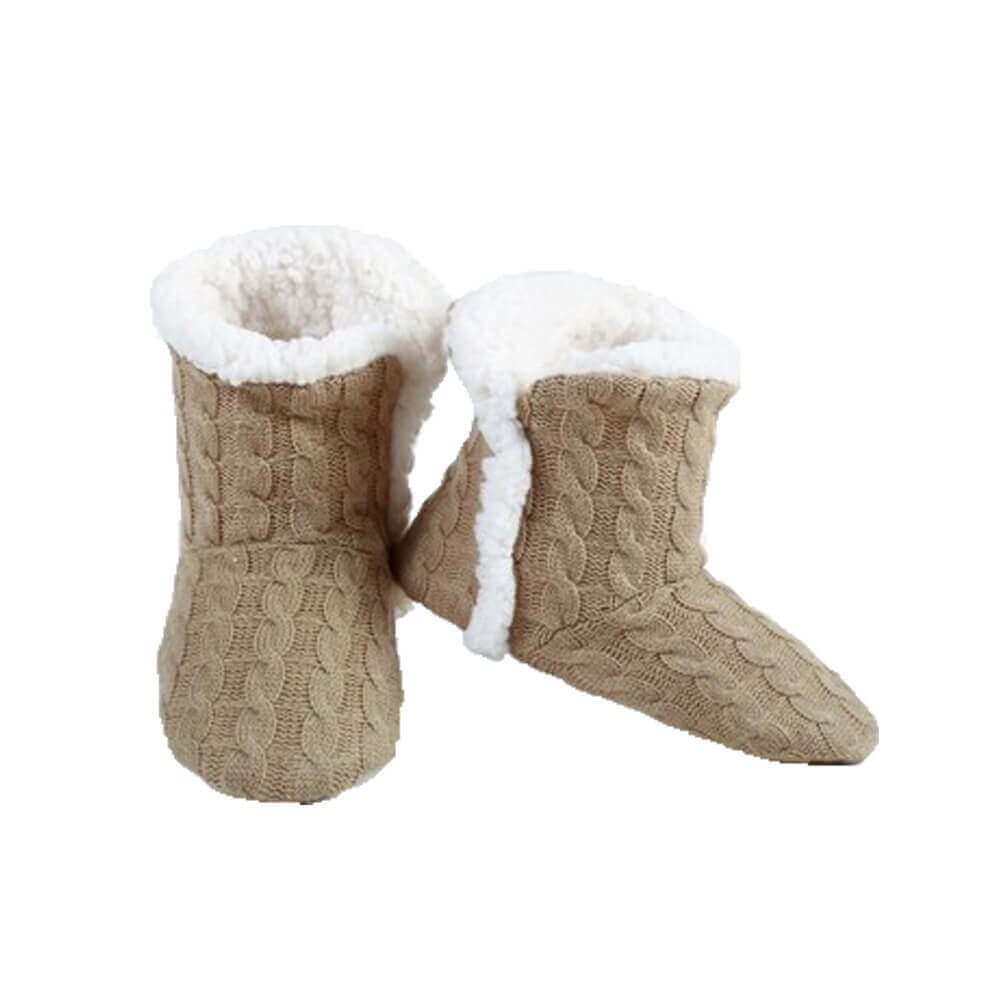 Couver Women's Winter Fluffy Grip Cozy Cable Knit Slippers, Soft Sherpa ...