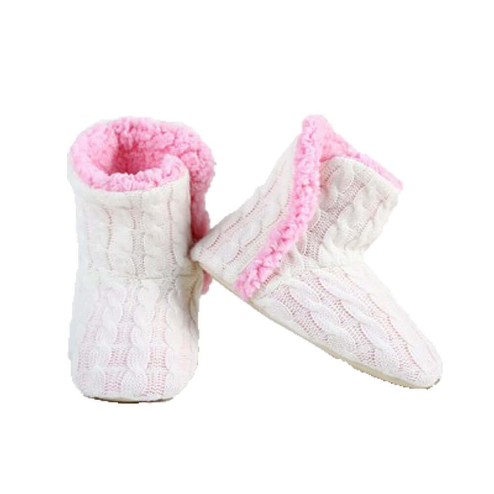 Couver Women Cable Knit Slippers House Booties Socks Soft Sherpa Lining ...