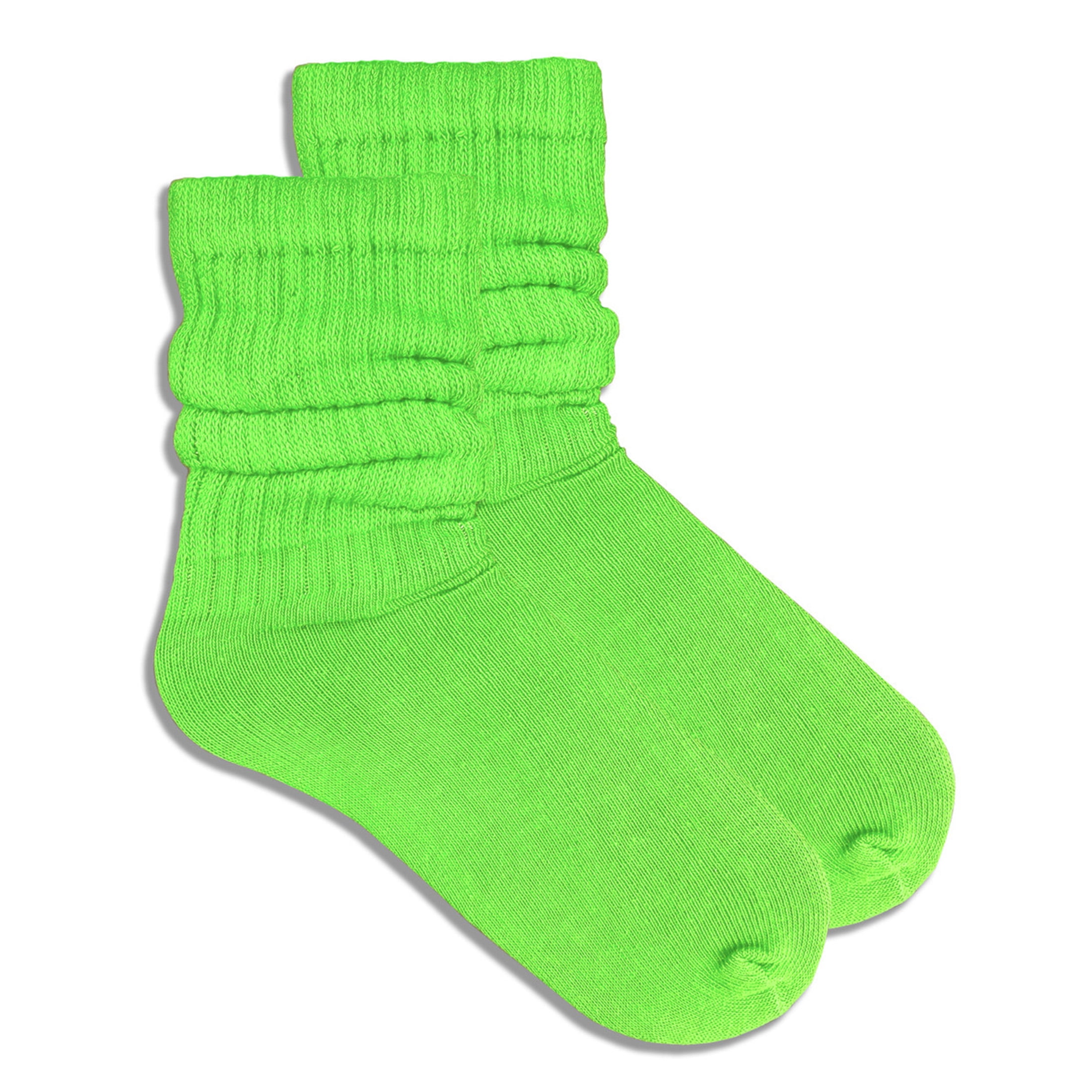 Couver Women Girl's Scrunched Slouch Socks - Lime Green, Size 6-8, 1 ...
