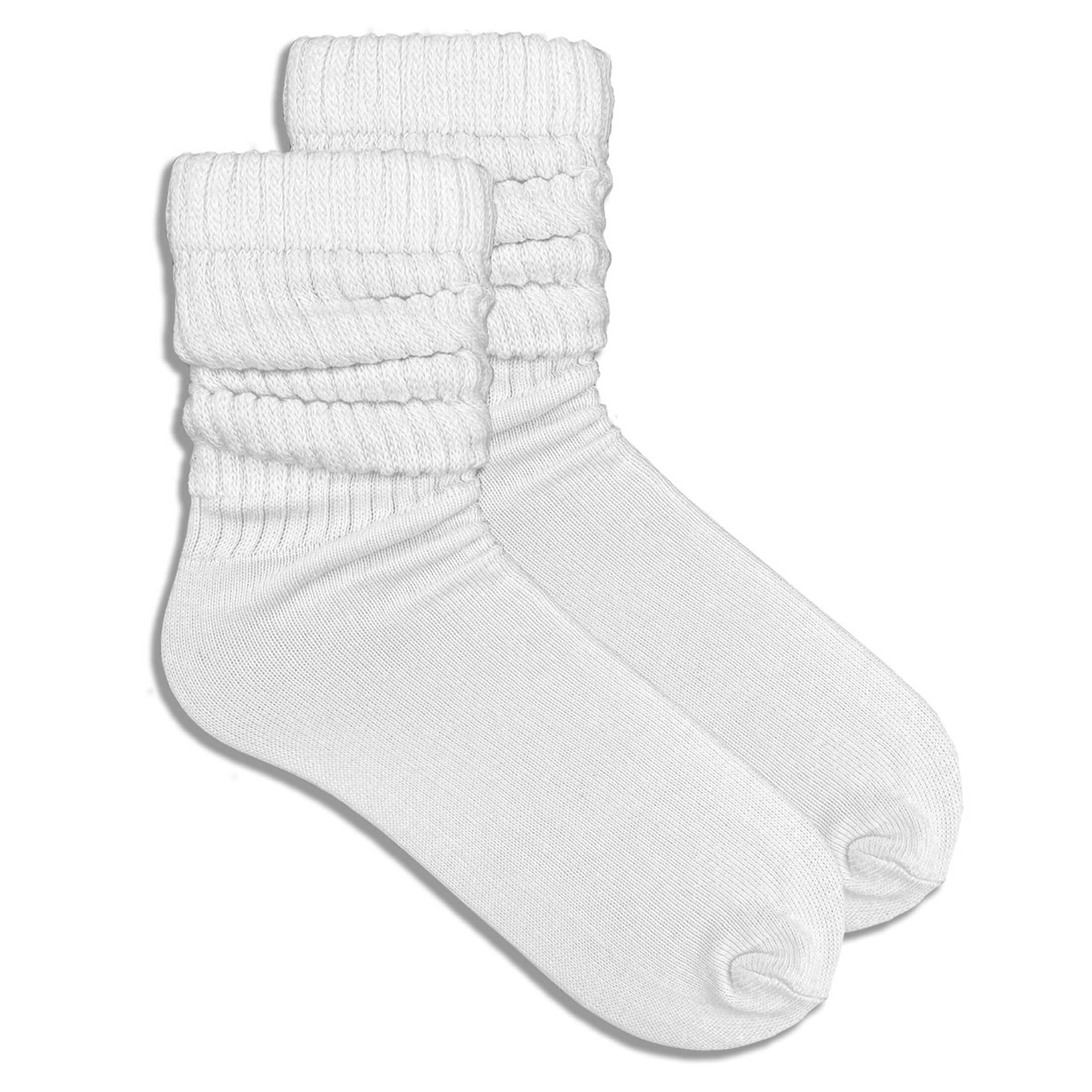 Couver Women Girl's Scrunched Slouch Socks - White, Size 9-11, 1 Pair ...