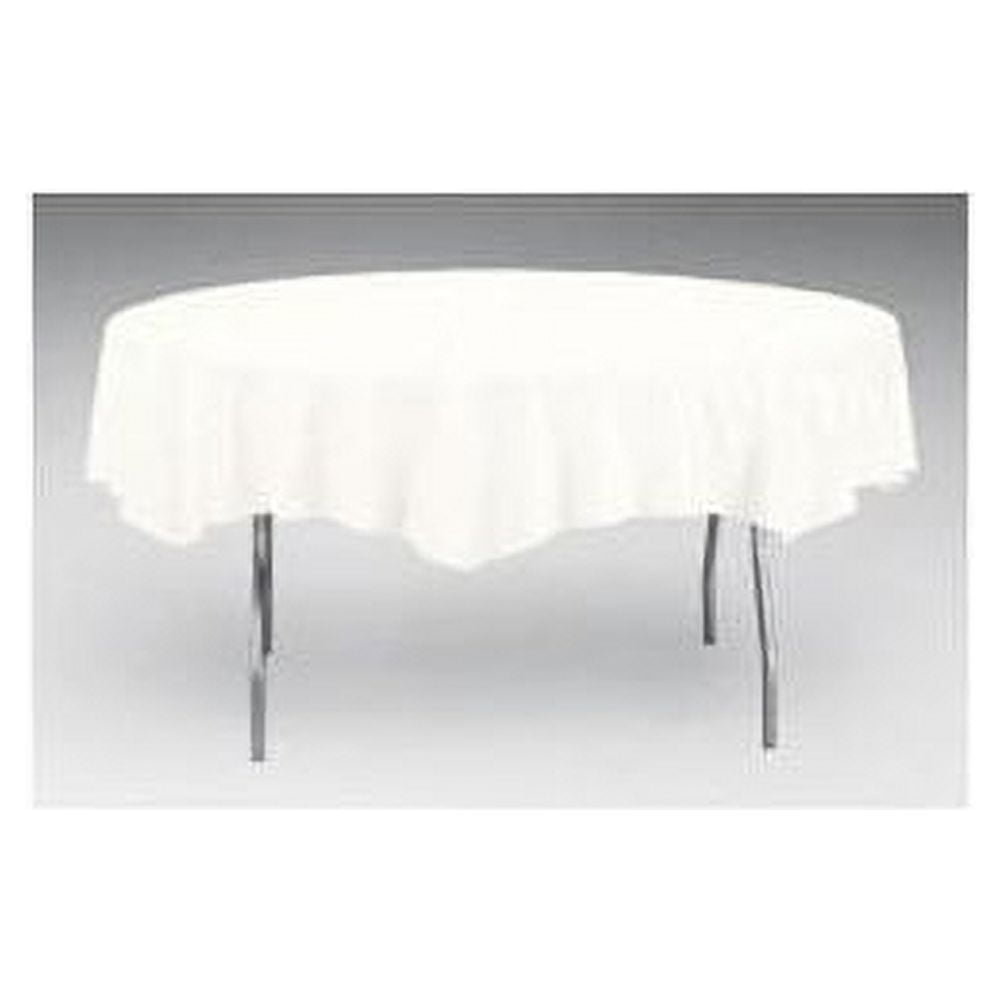 Unique Party White Round Plastic Table Cover 84 inch Diameter (Pack of ...
