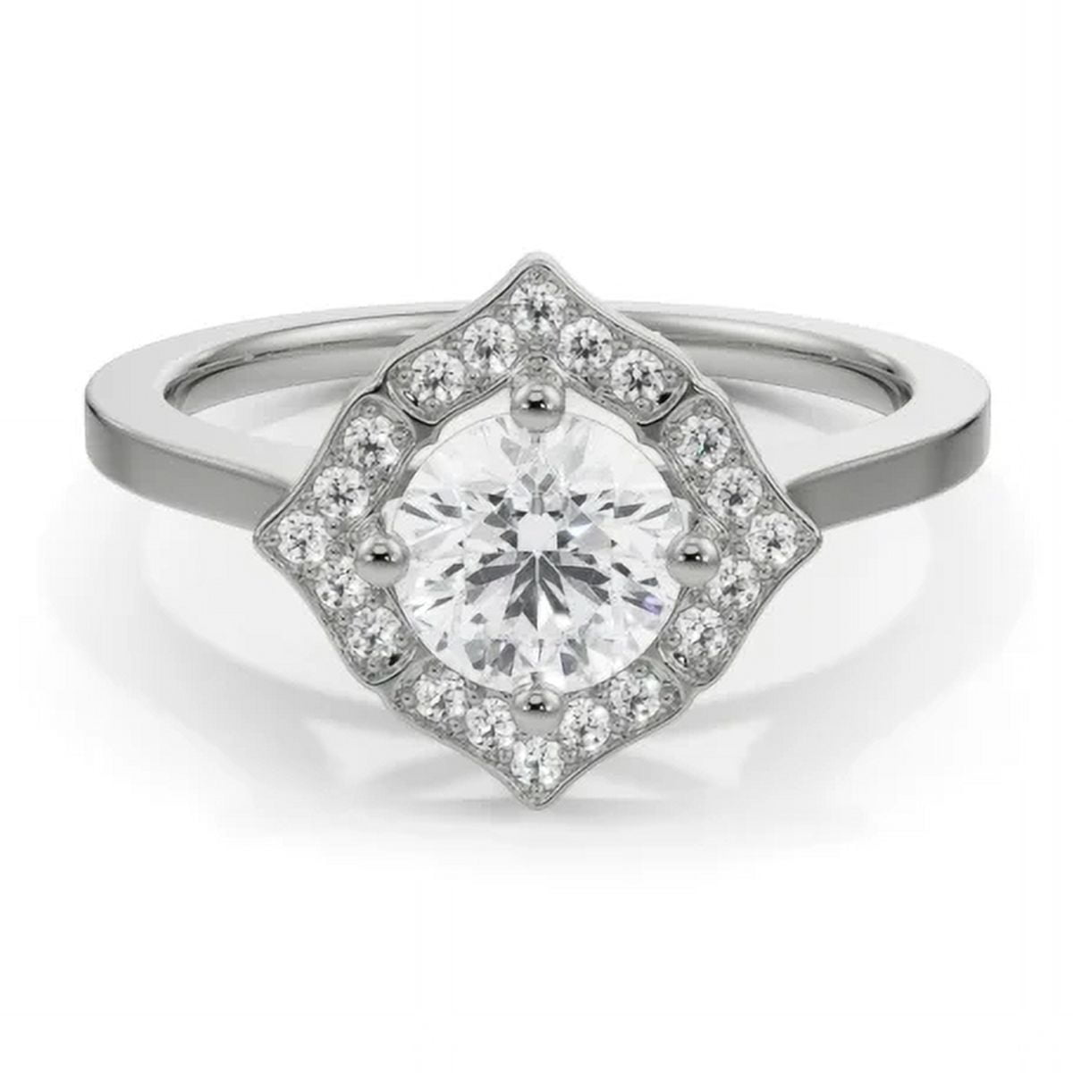 Cova Jewel 1.2 Ct Lab Created Diamond Engagement Ring - 14K White Gold Over Ring - Elegant Round ...