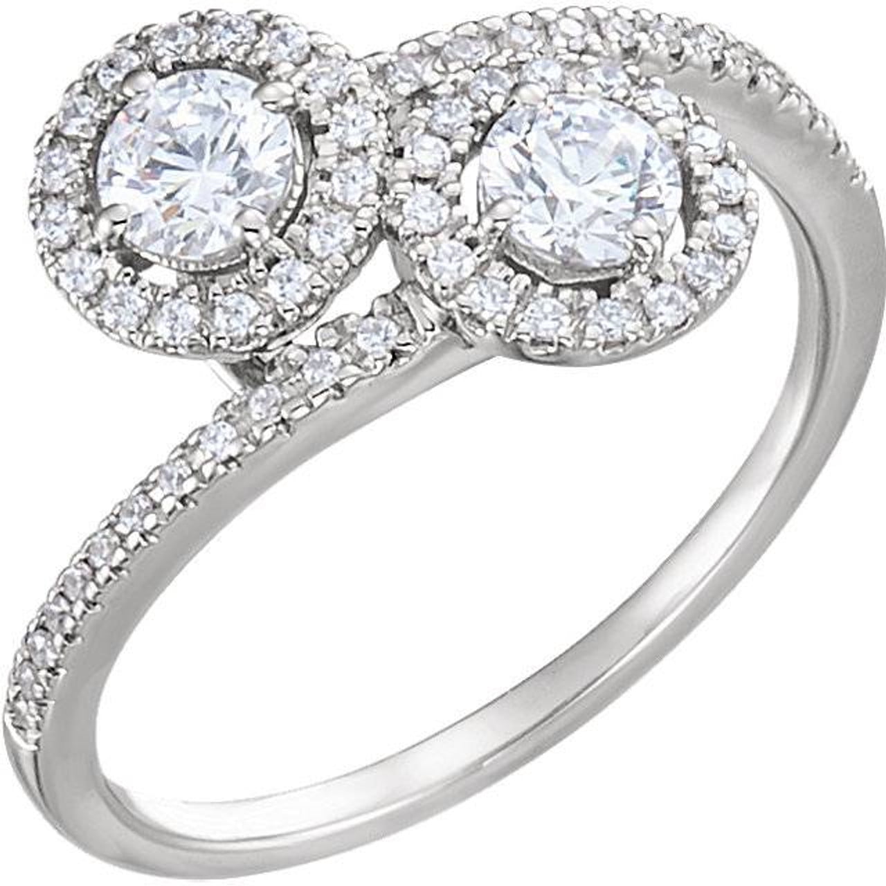Cova Jewel 1.3 Ct Round Cut Lab Created Diamond Ring - 14K White Gold ...