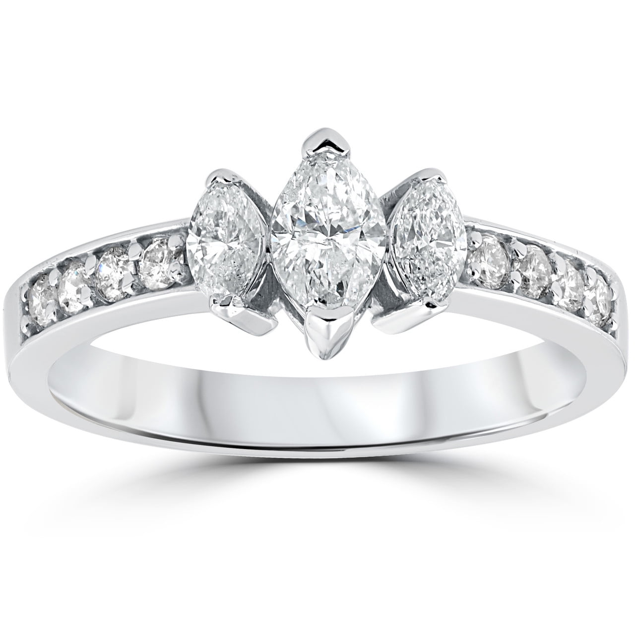 Cova Jewel 1.3 Ct Round Cut Lab Simulated Diamond Ring - 14K White Gold Plated Eternity ...